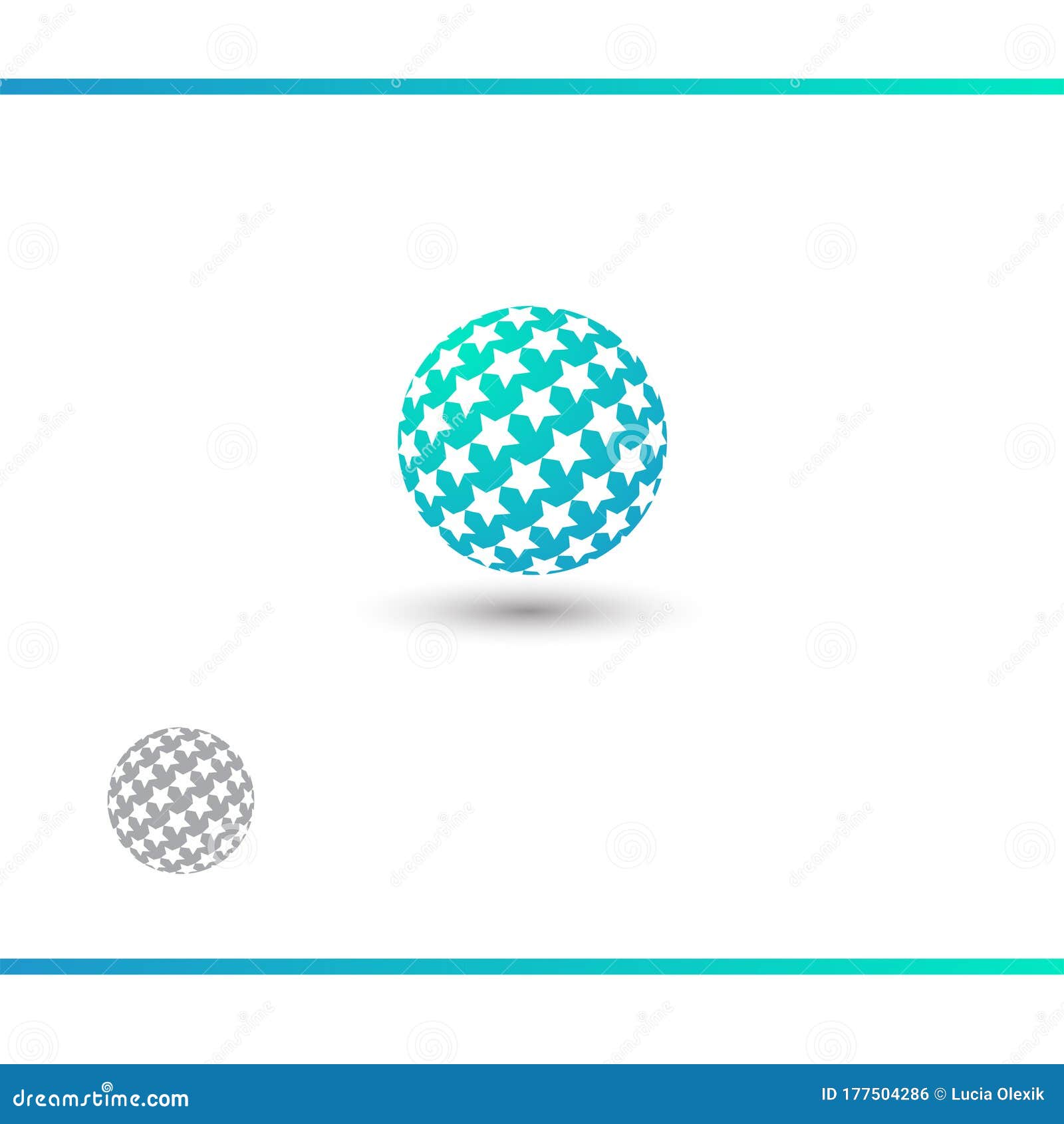 Sphere with Star Pattern. Globe with Stars. Logo Design Template. Blue ...