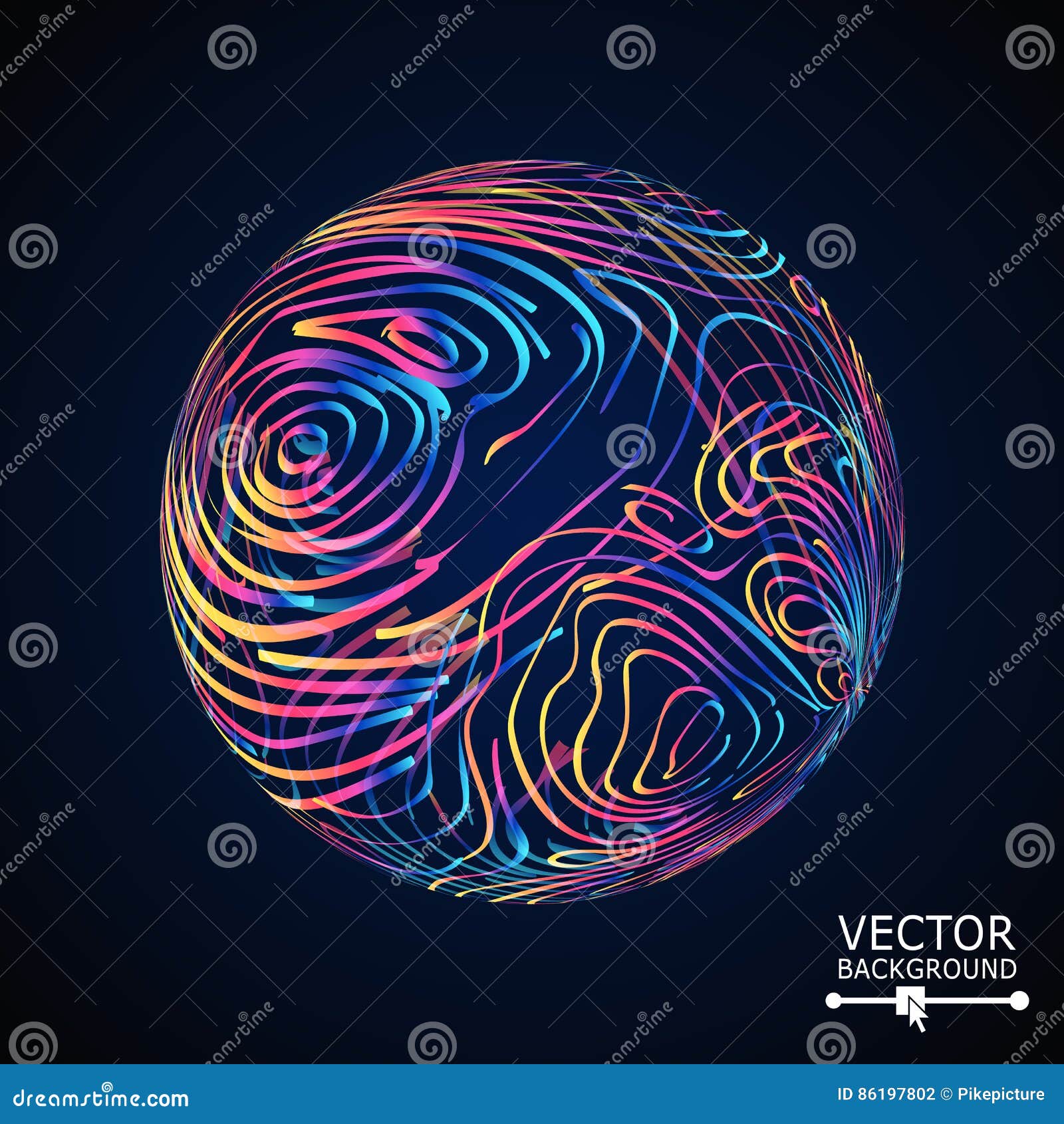 Sphere with Swirled Stripes. Vector Glowing Background Stock Vector ...