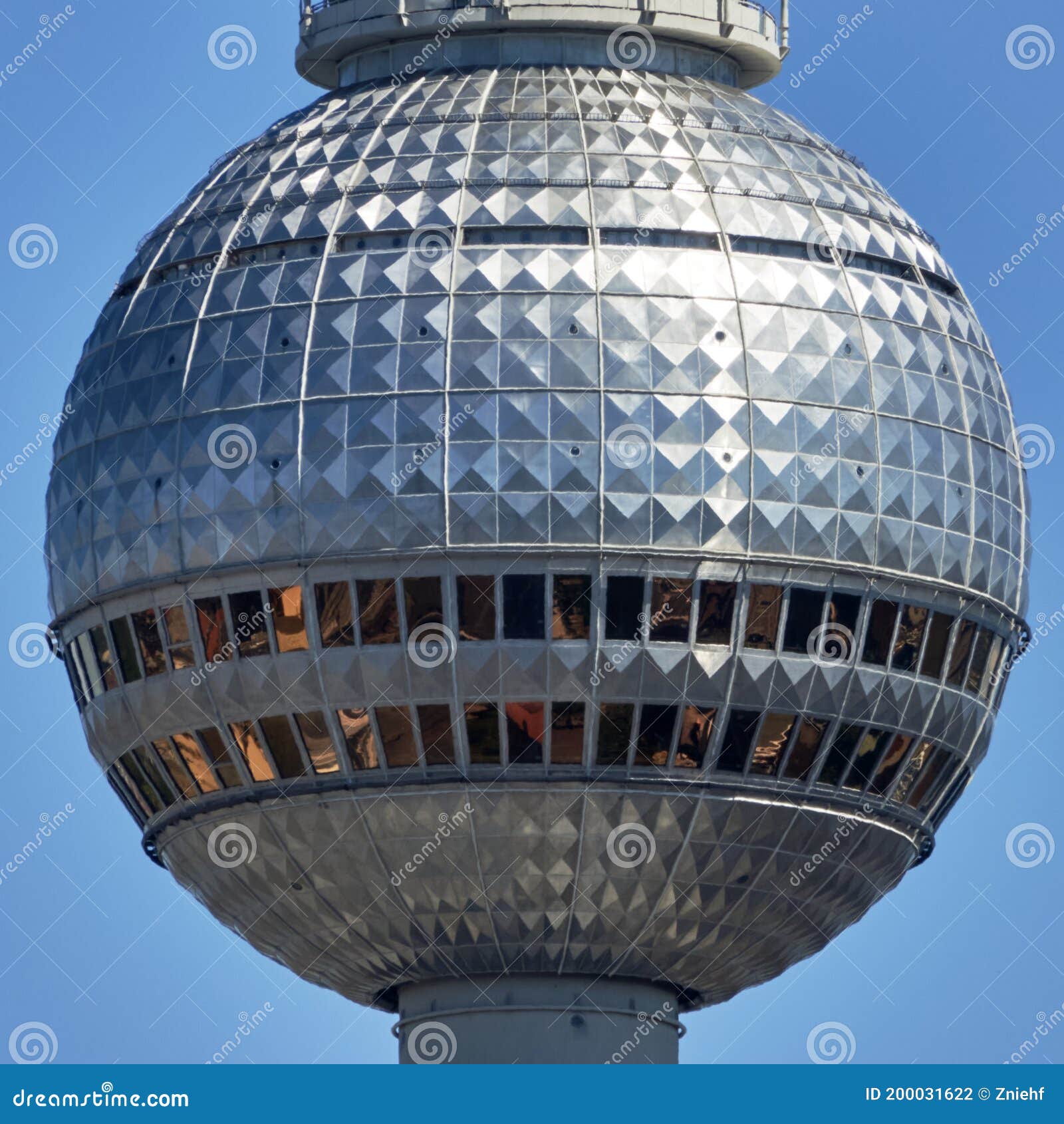 The Sphere of the Television Tower at Alexanderplatz Shines in the Sun ...