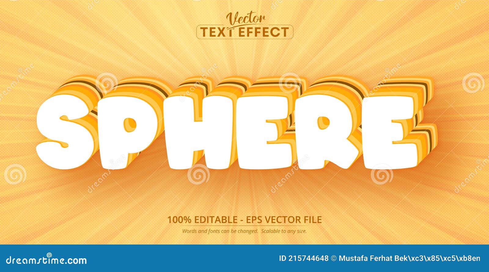 Sphere Text, Cartoon Style Editable Text Effect Stock Vector ...
