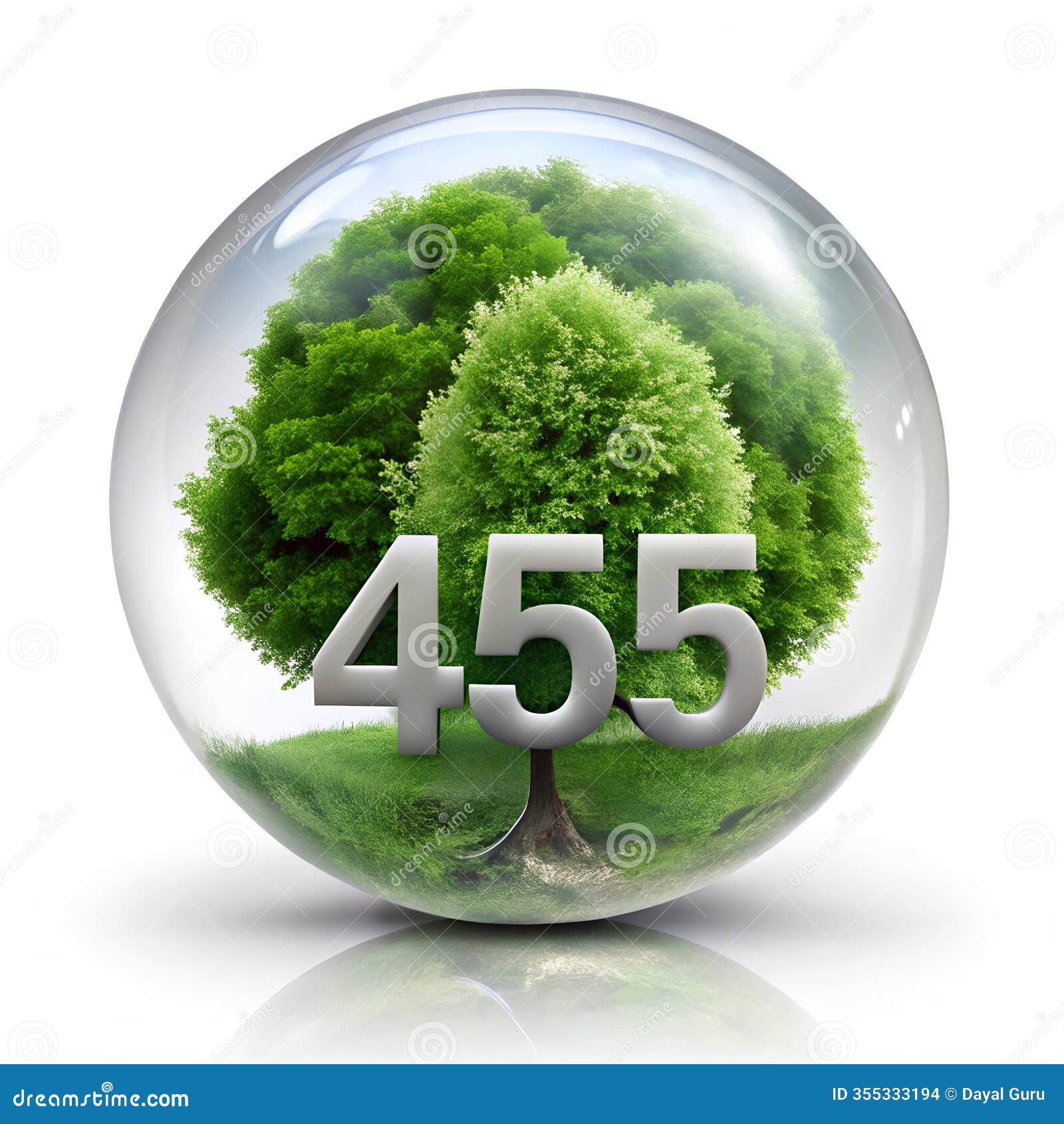 Sphere with Trees Isolated on White Background, Environmental Symbol ...