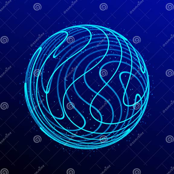 Sphere with Twist Lines. Spherical Waveform. HUD Element. Network Connection Structure. 3D ...