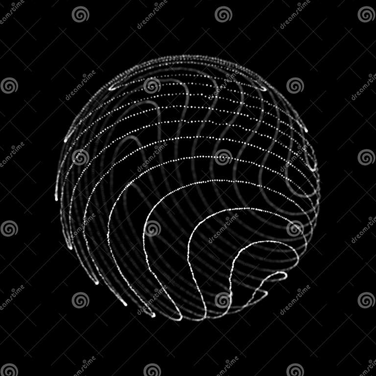 Sphere with Twist Lines. Spherical Waveform. HUD Element. Network Connection Structure. 3D ...