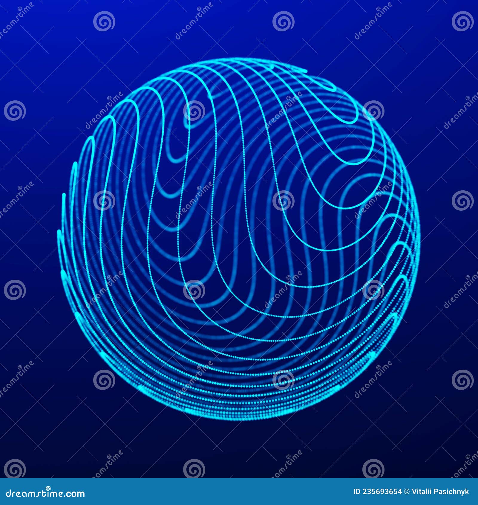 Sphere with Twist Lines. Spherical Waveform. HUD Element. Network ...