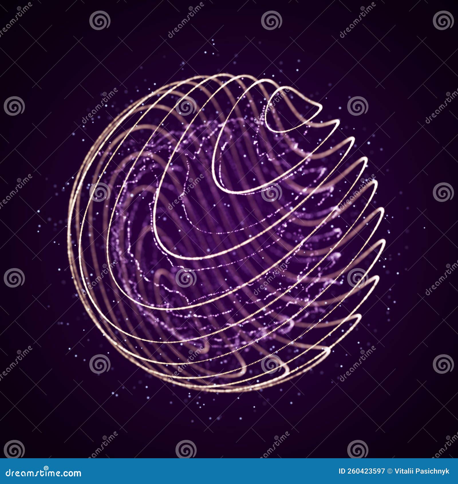 Sphere with Twist Lines. Spherical Waveform. HUD Element. Network ...