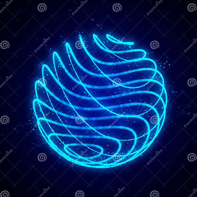 Sphere with Twist Lines. Spherical Waveform. HUD Element. Network ...