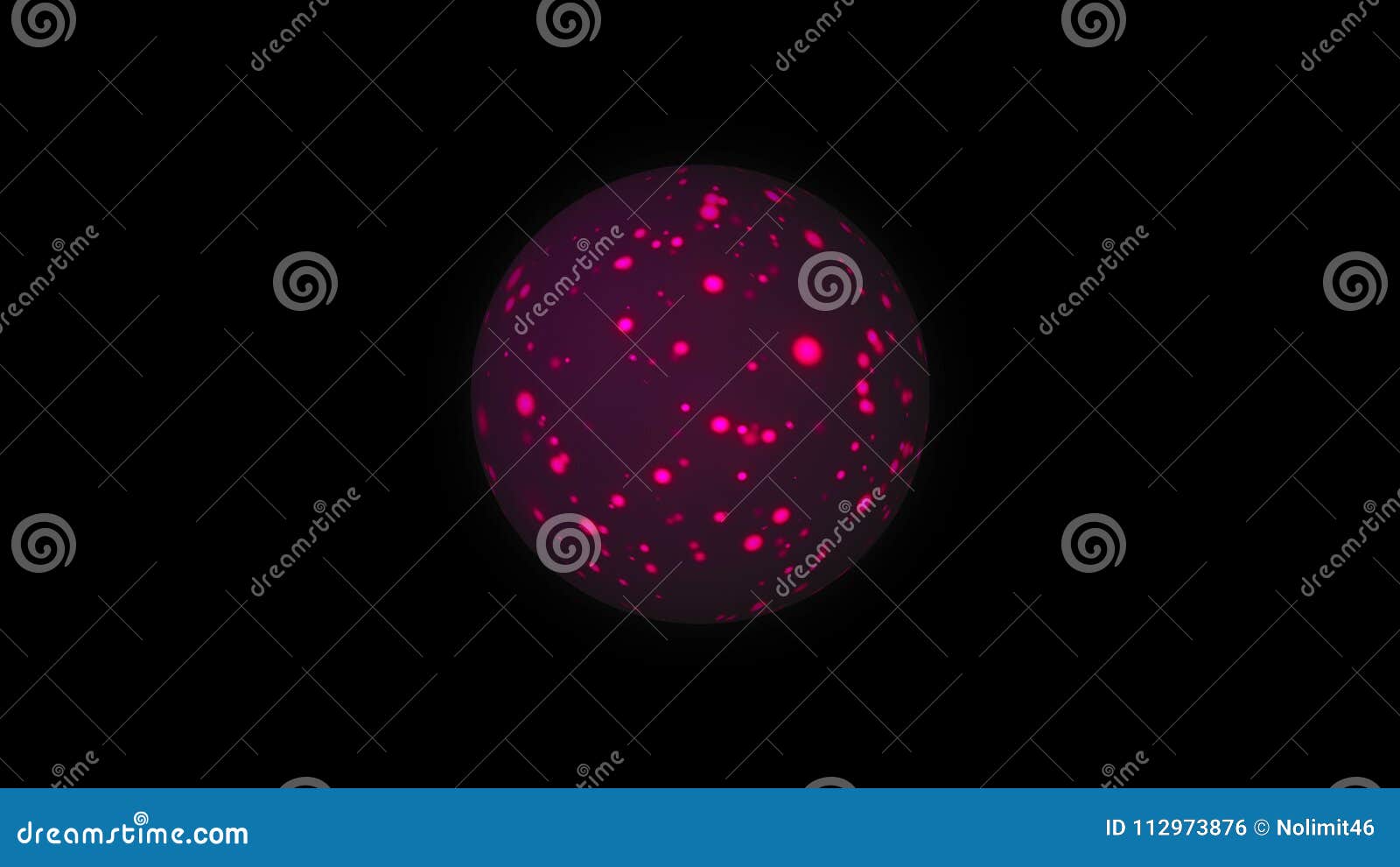 Sphere with Violet Flickering Bright Particles, Modern Computer ...