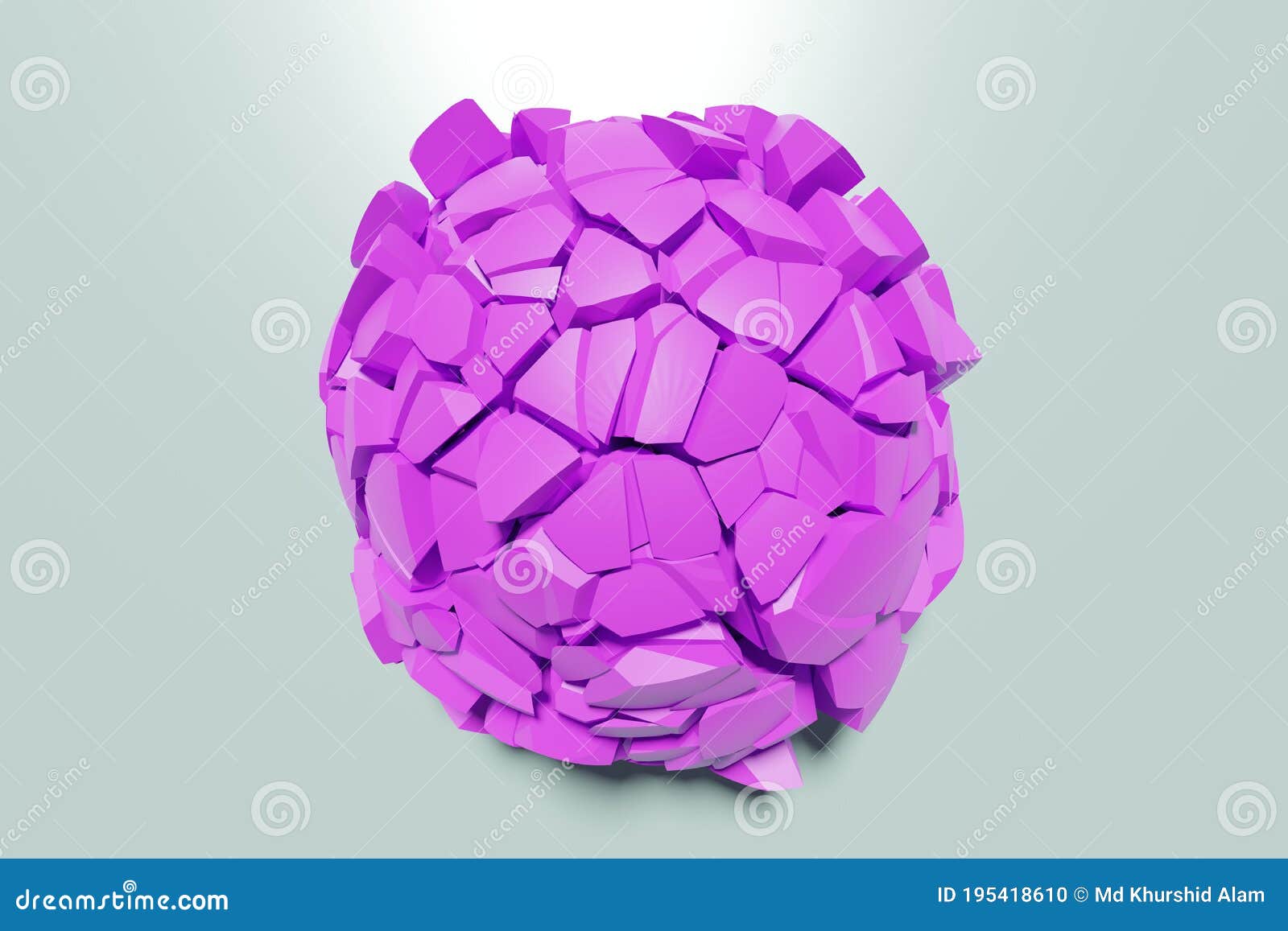 The Sphere Was Torn To Pieces after the Crash.Pink Cracked Sphere. 3d ...