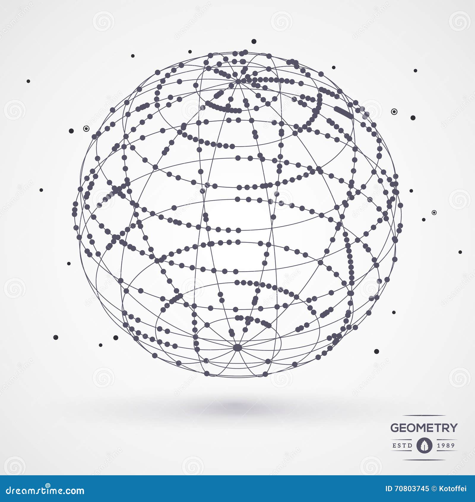 Sphere Wireframe with Connected Lines and Dots Stock Vector ...