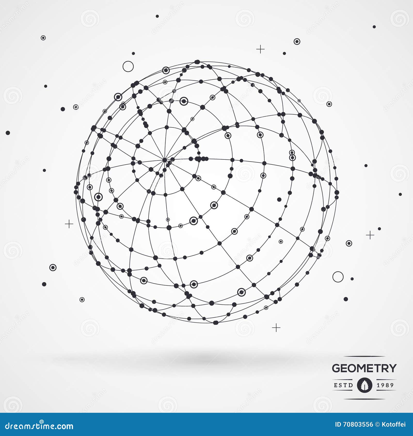 Sphere Wireframe Mesh with Connected Lines Stock Vector - Illustration ...