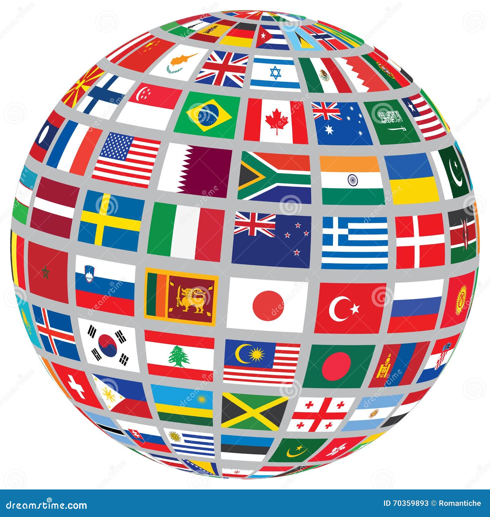 Sphere with world flags stock vector. Illustration of lebanon - 70359893