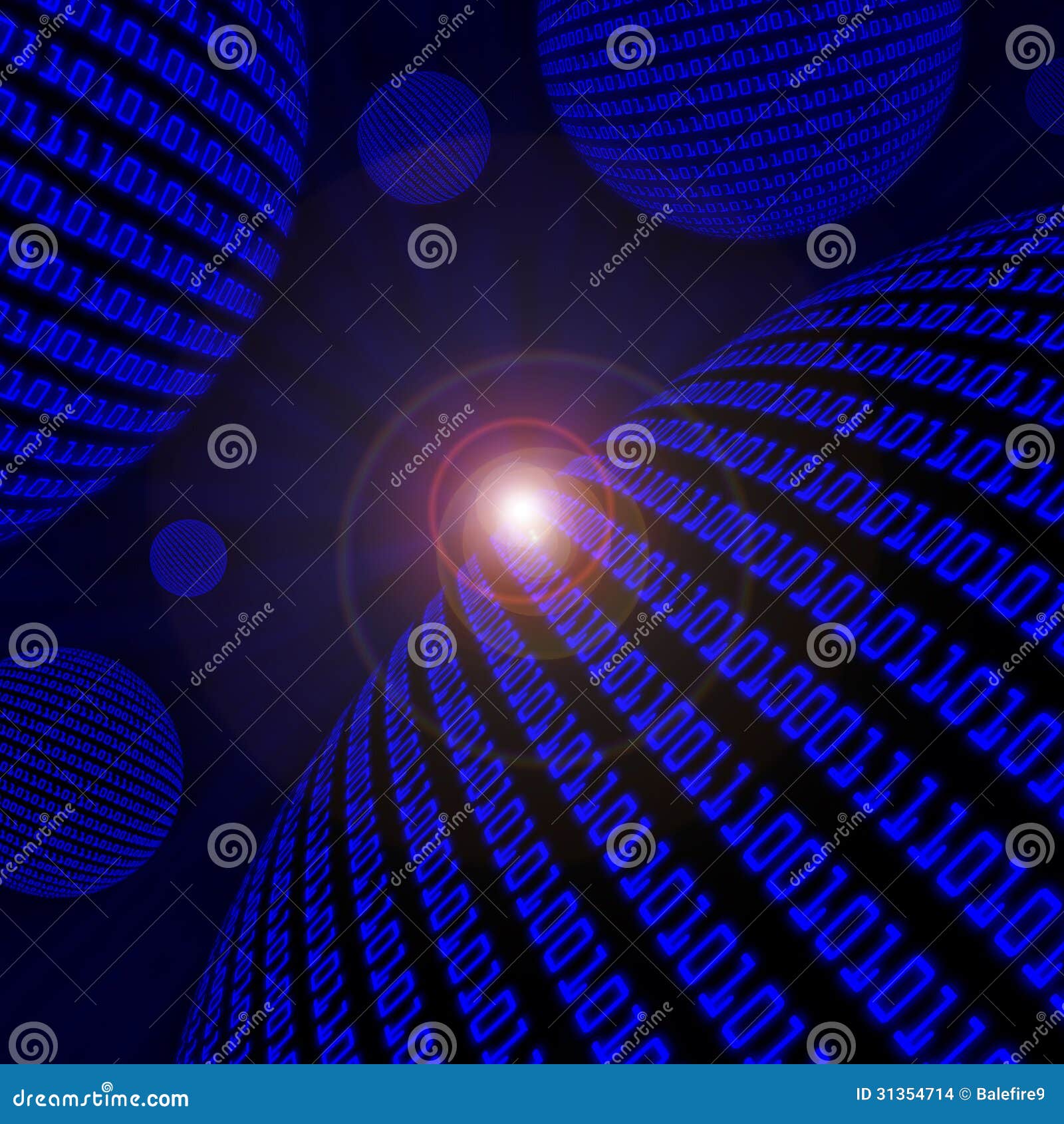 Spheres of Blue Binary Code Stock Illustration - Illustration of sphere ...