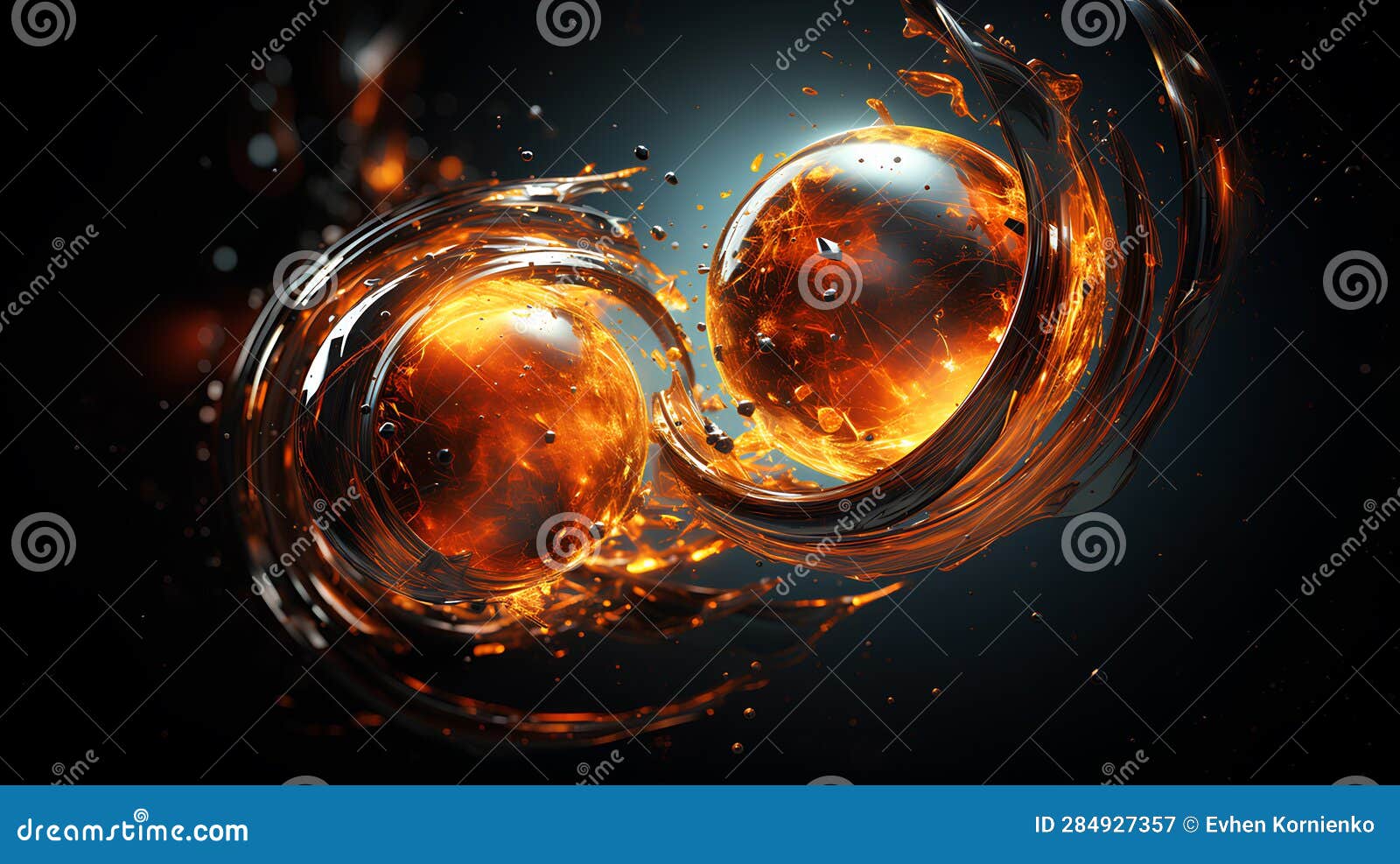 Spheres Collision with Fire Flame Stock Illustration - Illustration of ...