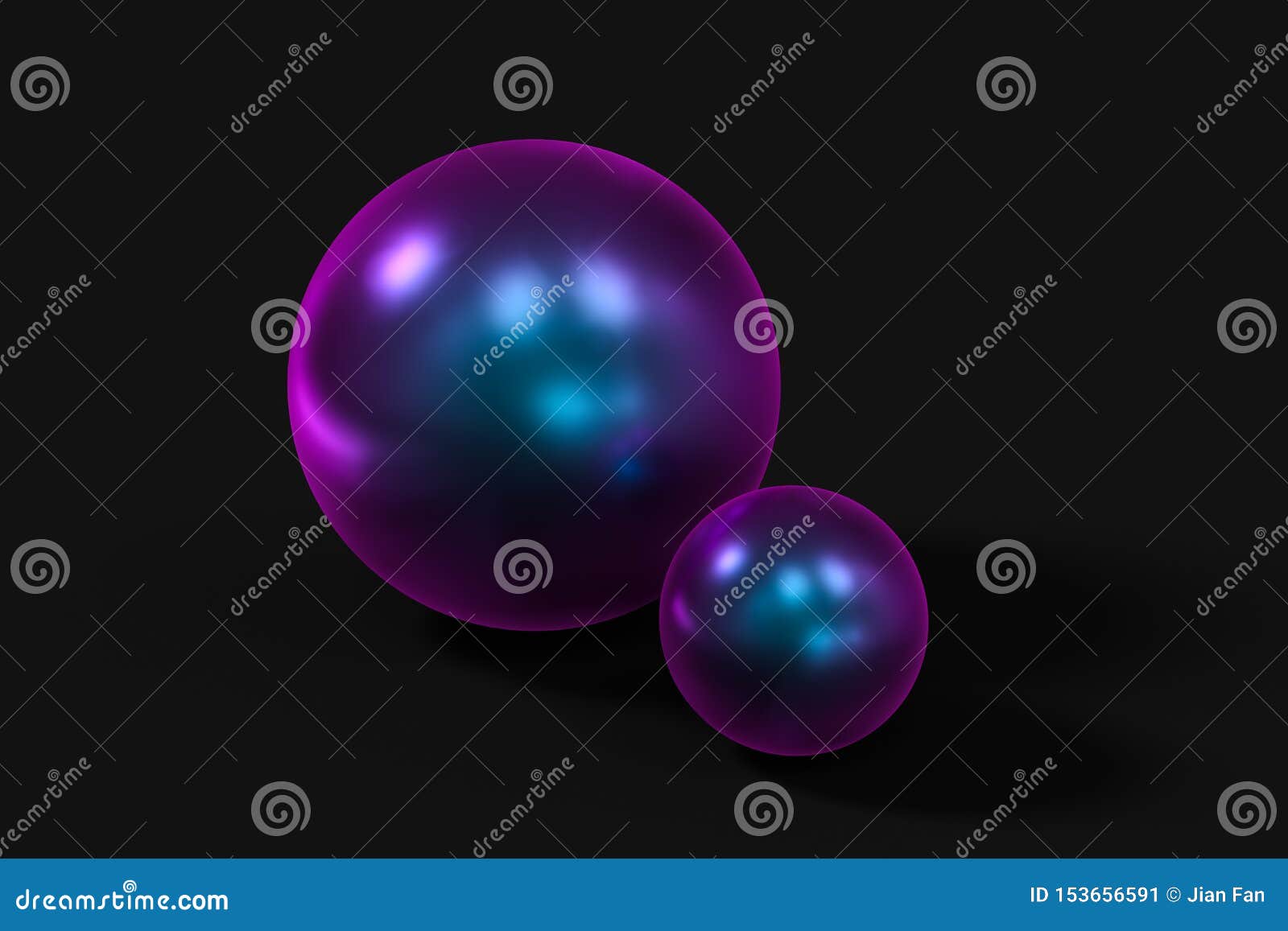 Spheres With The Colorful Surface, Dark Background, 3d Rendering Stock ...
