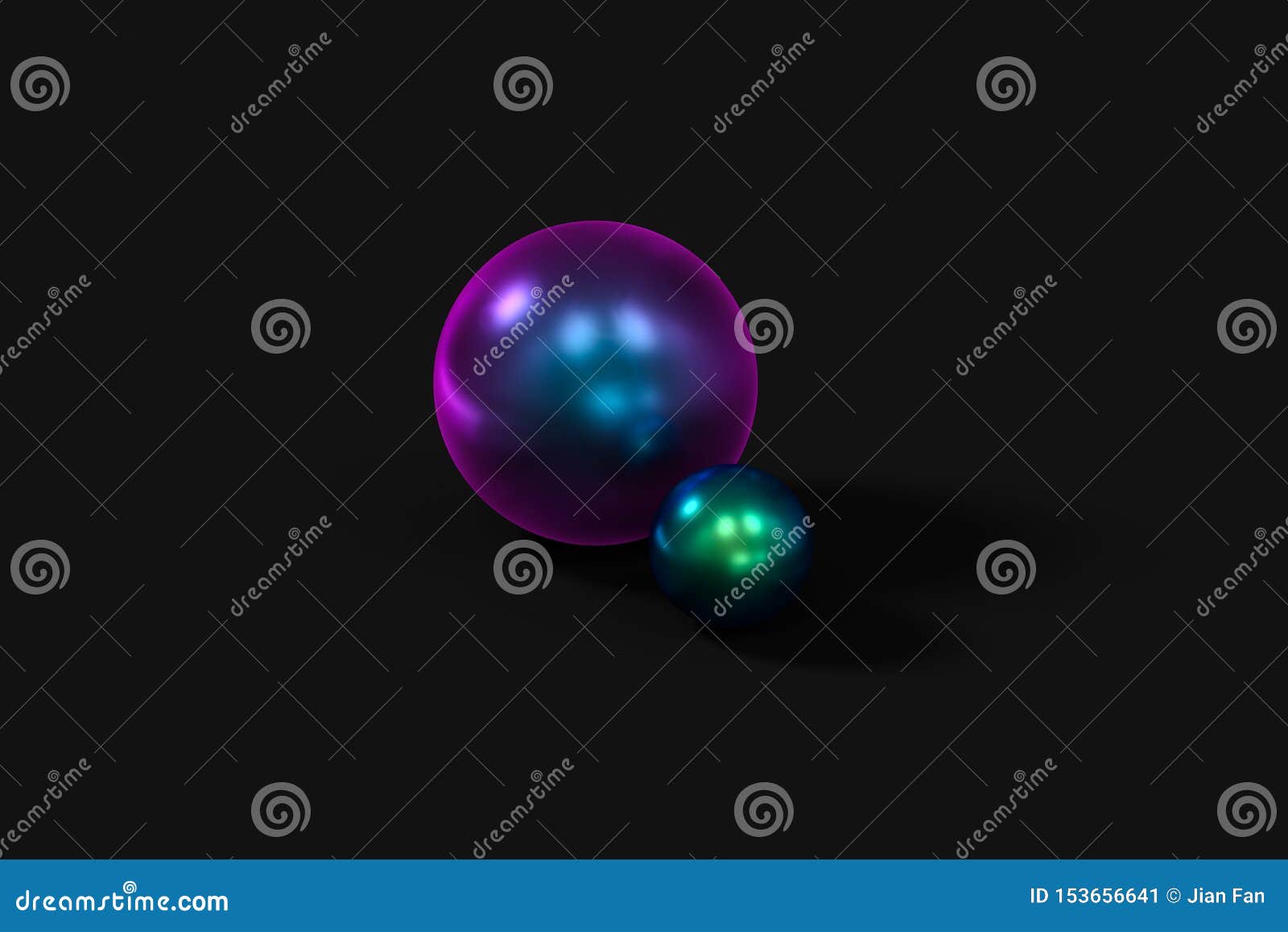 Spheres with the Colorful Surface, Dark Background, 3d Rendering Stock ...