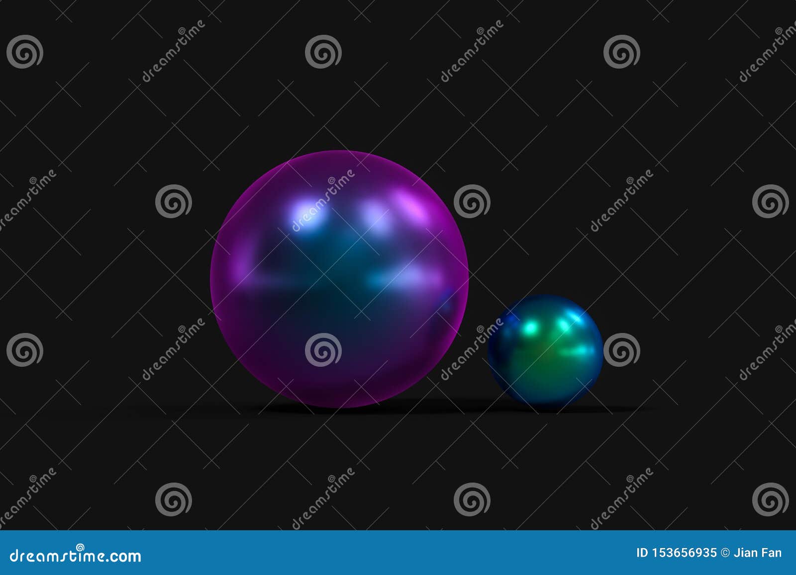 Spheres with the Colorful Surface, Dark Background, 3d Rendering Stock ...