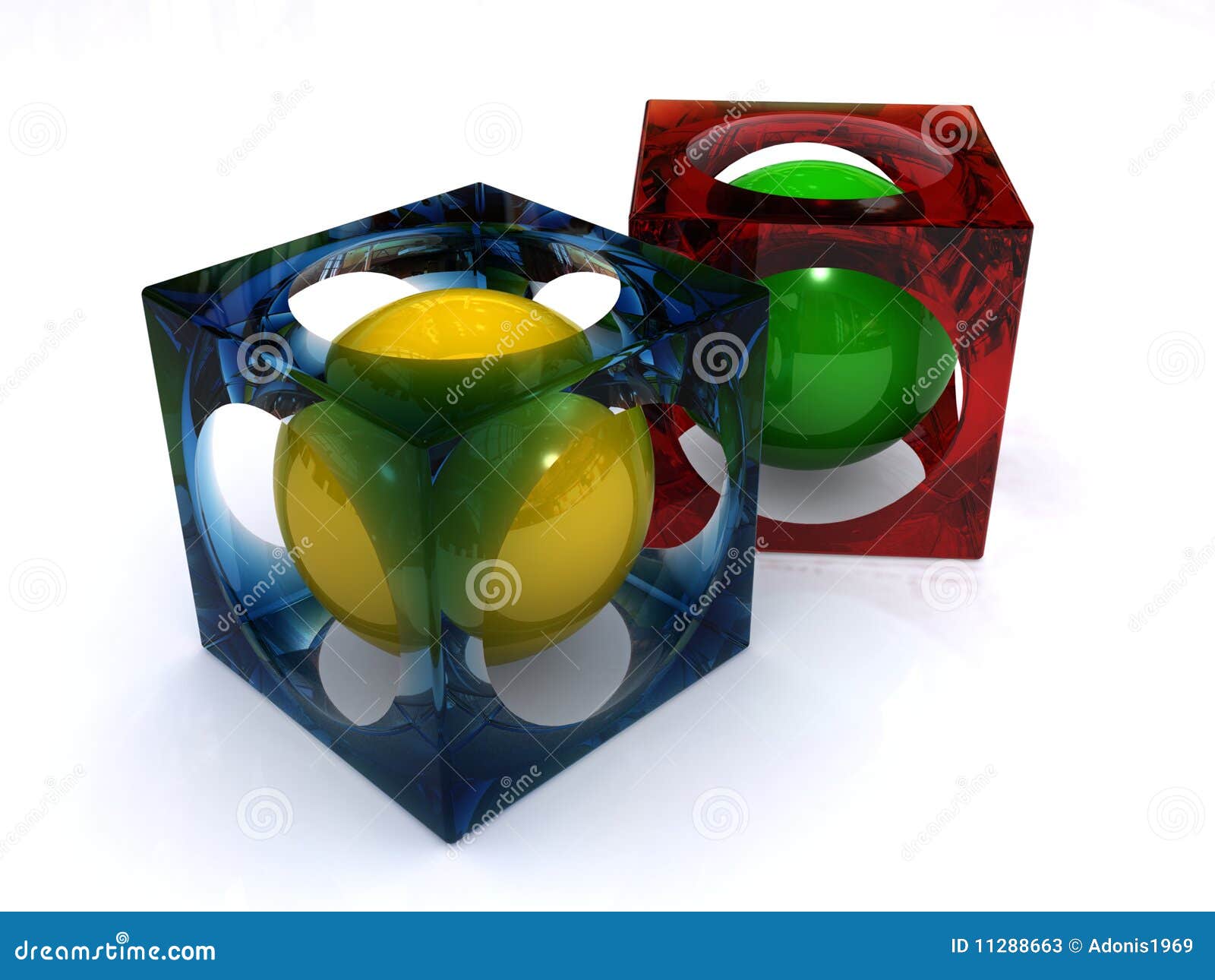 Spheres in cubes stock illustration. Illustration of sphere - 11288663