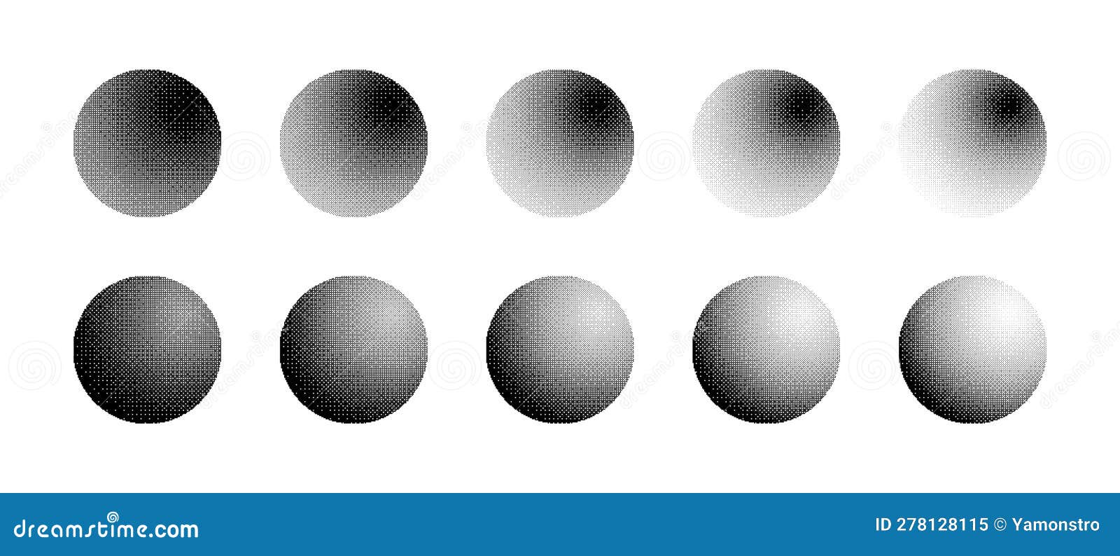 Spheres with Different Density of Bitmap Dither Gradient Isolated on ...