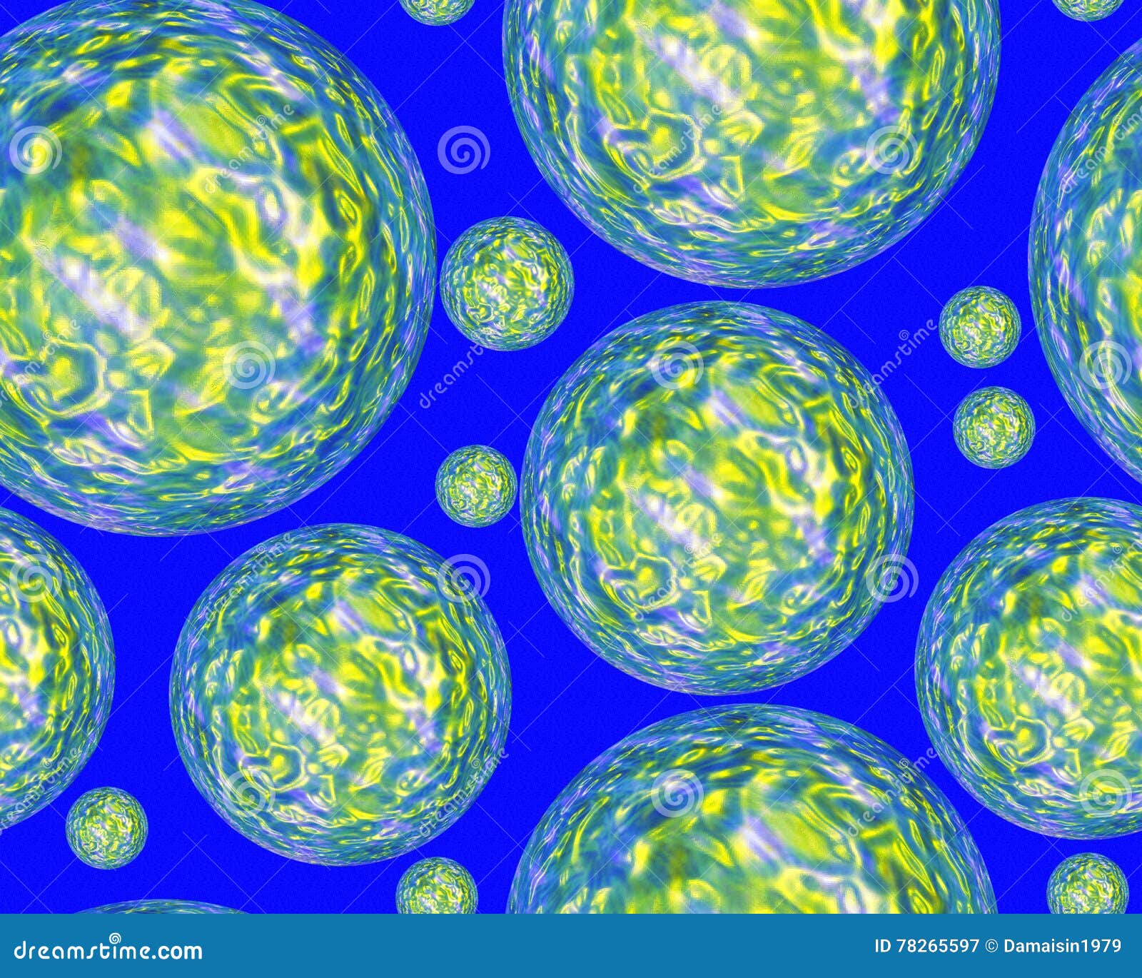 Spheres and Planets on Blue Background Stock Illustration ...