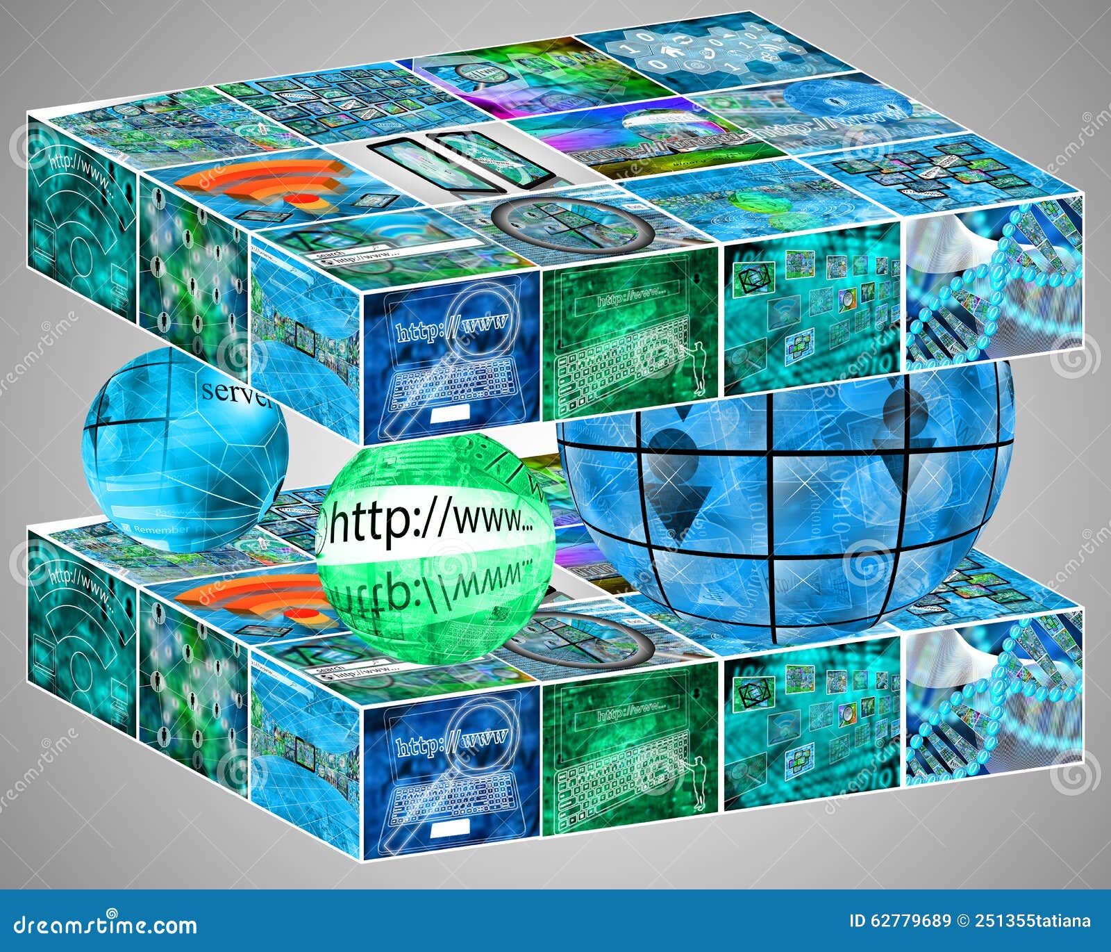 Spheres and platforms stock image. Image of cubes, global - 62779689