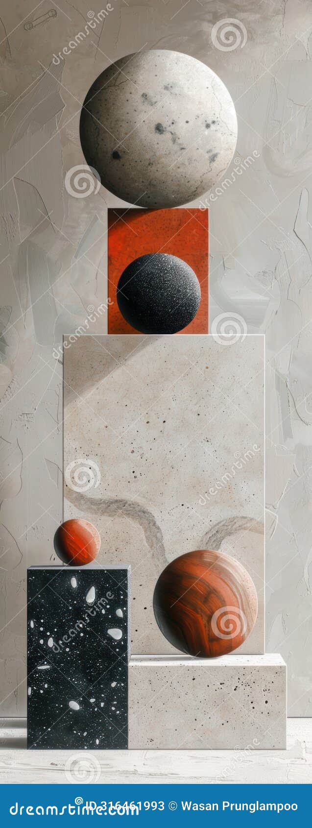 Spheres and Rectangular Prisms Made of Different Materials are Arranged ...