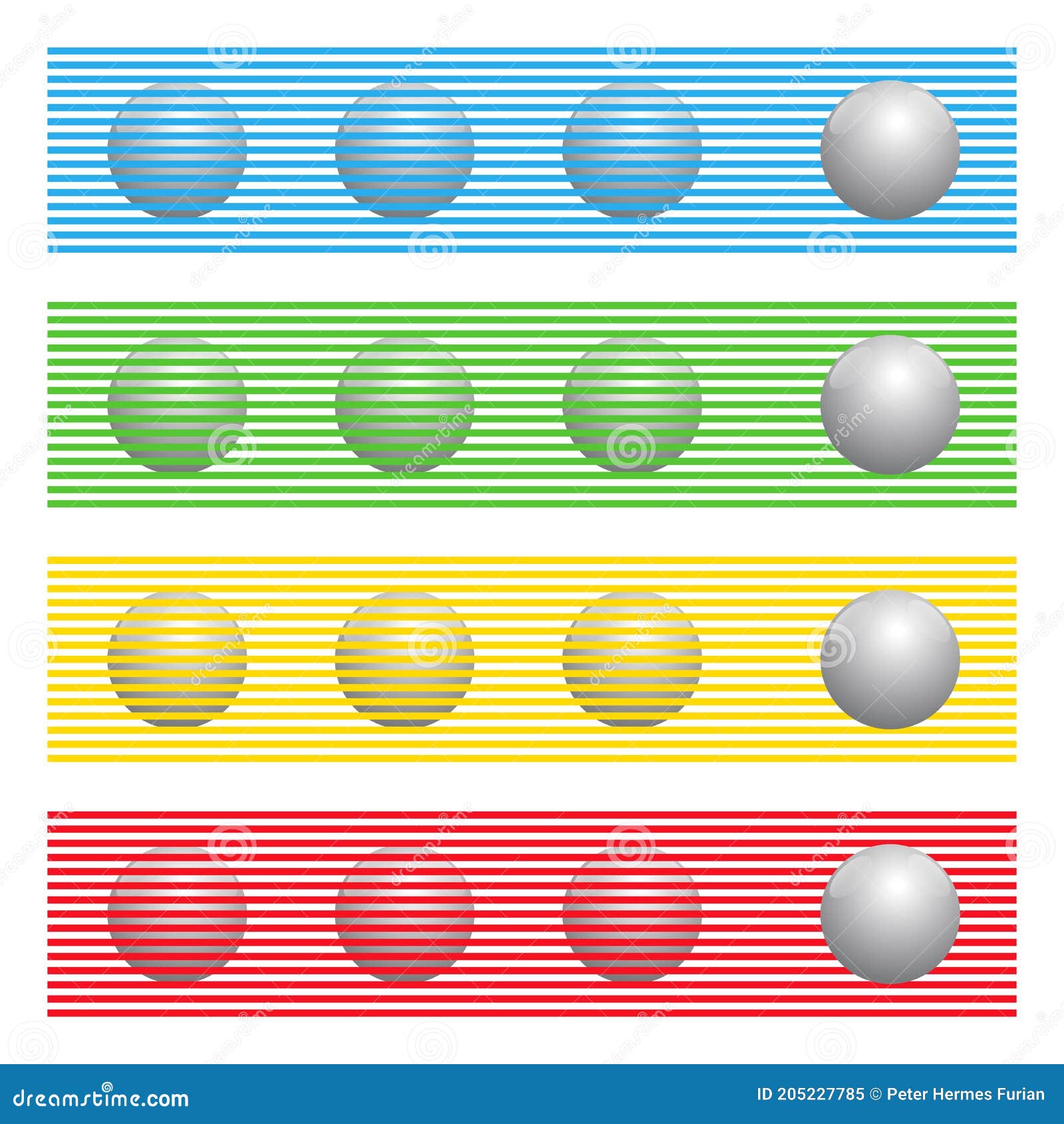 Spheres Same Color Optical Illusion Colored Lines Iron Balls Stock ...
