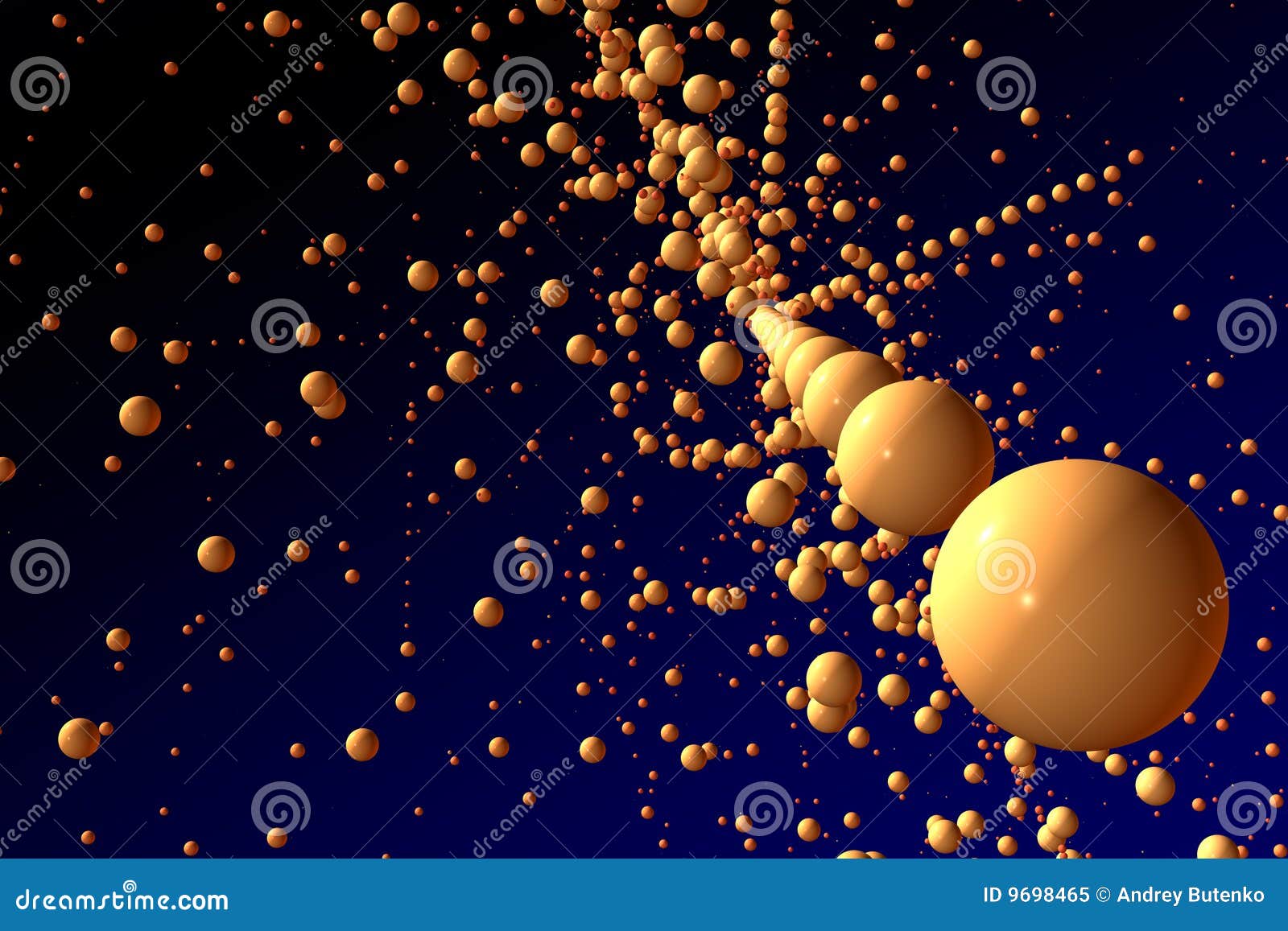 Spheres in space stock illustration. Illustration of heat - 9698465