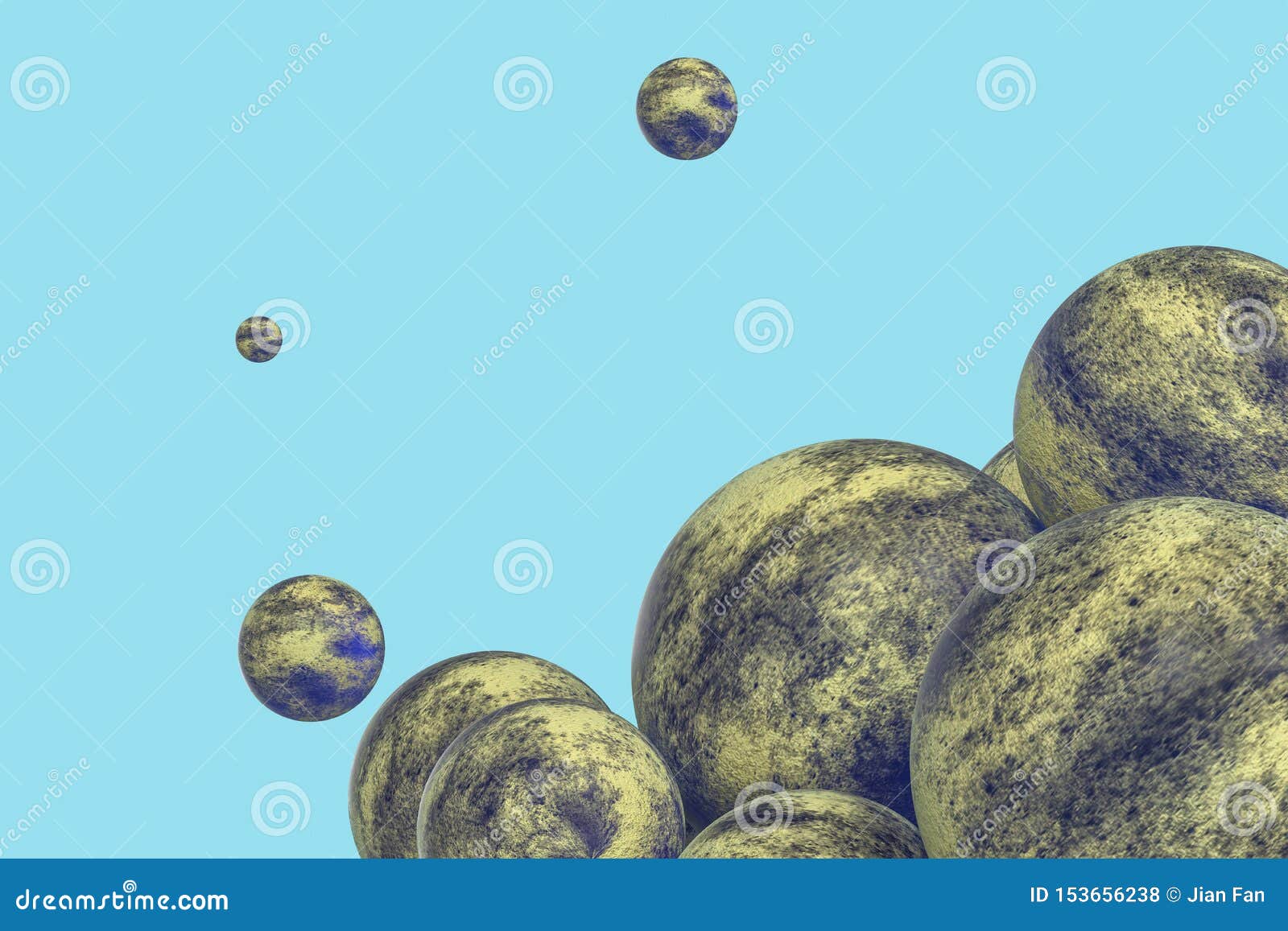 Spheres With The Textured Surface Random Distributed 3d Rendering Stock Illustration