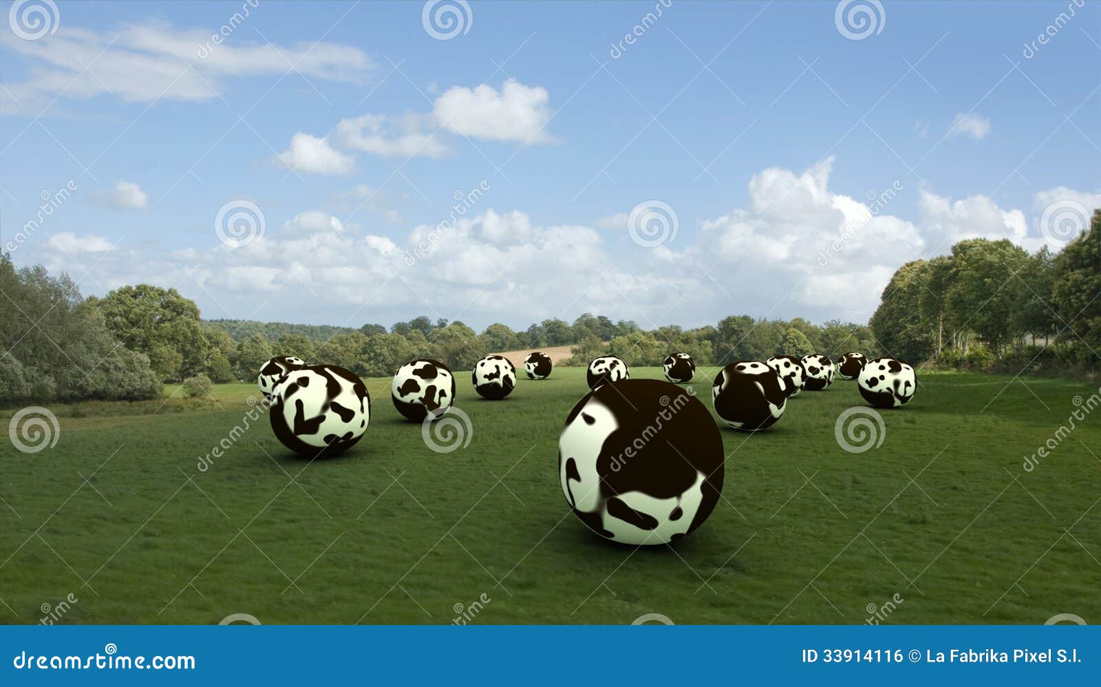 Spheric cows stock photo. Image of meadow, ball, herd - 33914116