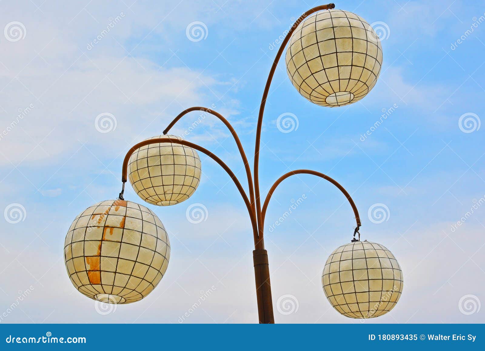 Spherical Beach Lamp Post in Batangas, Philippines Stock Image - Image ...