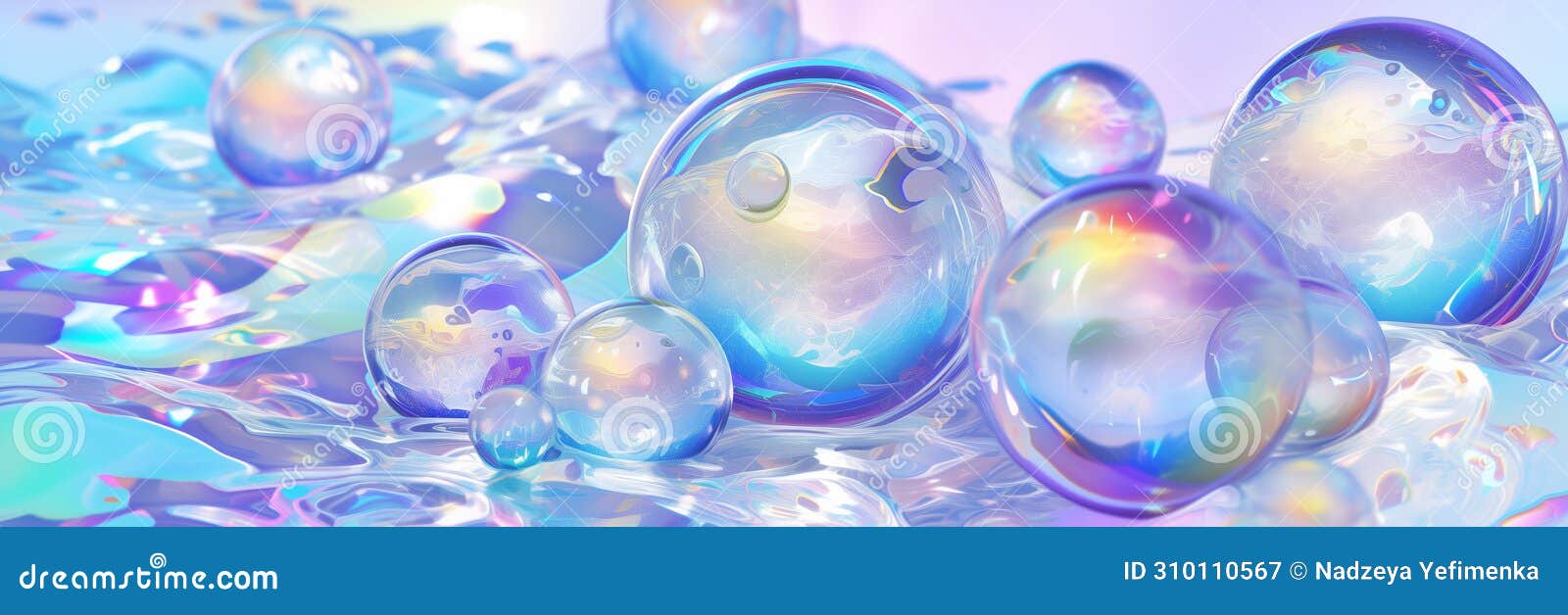 Spherical Bubbles on Iridescent, Undulating Liquid Surface. AI ...