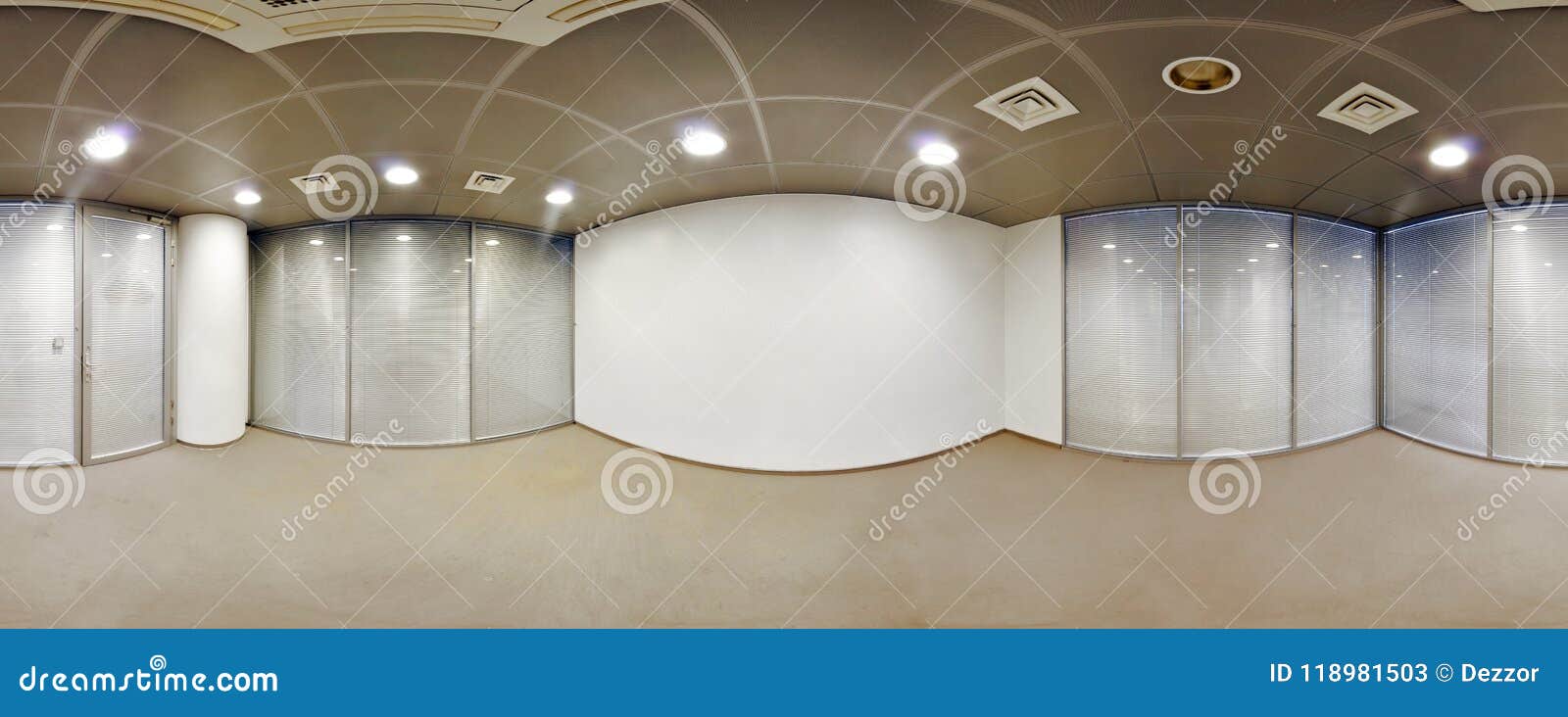 Spherical 360 Degrees Panorama Projection, Interior Empty Room Office ...