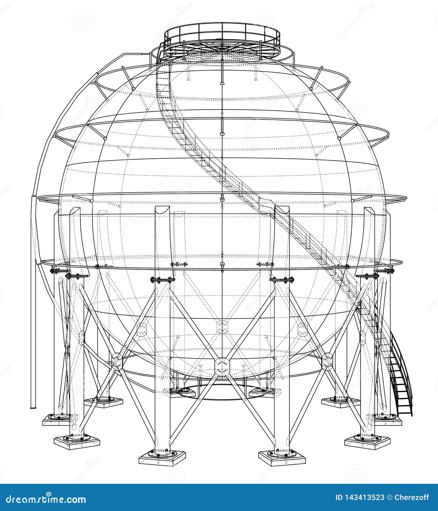 Spherical Gas Tank Outline. Vector Stock Vector - Illustration of ...