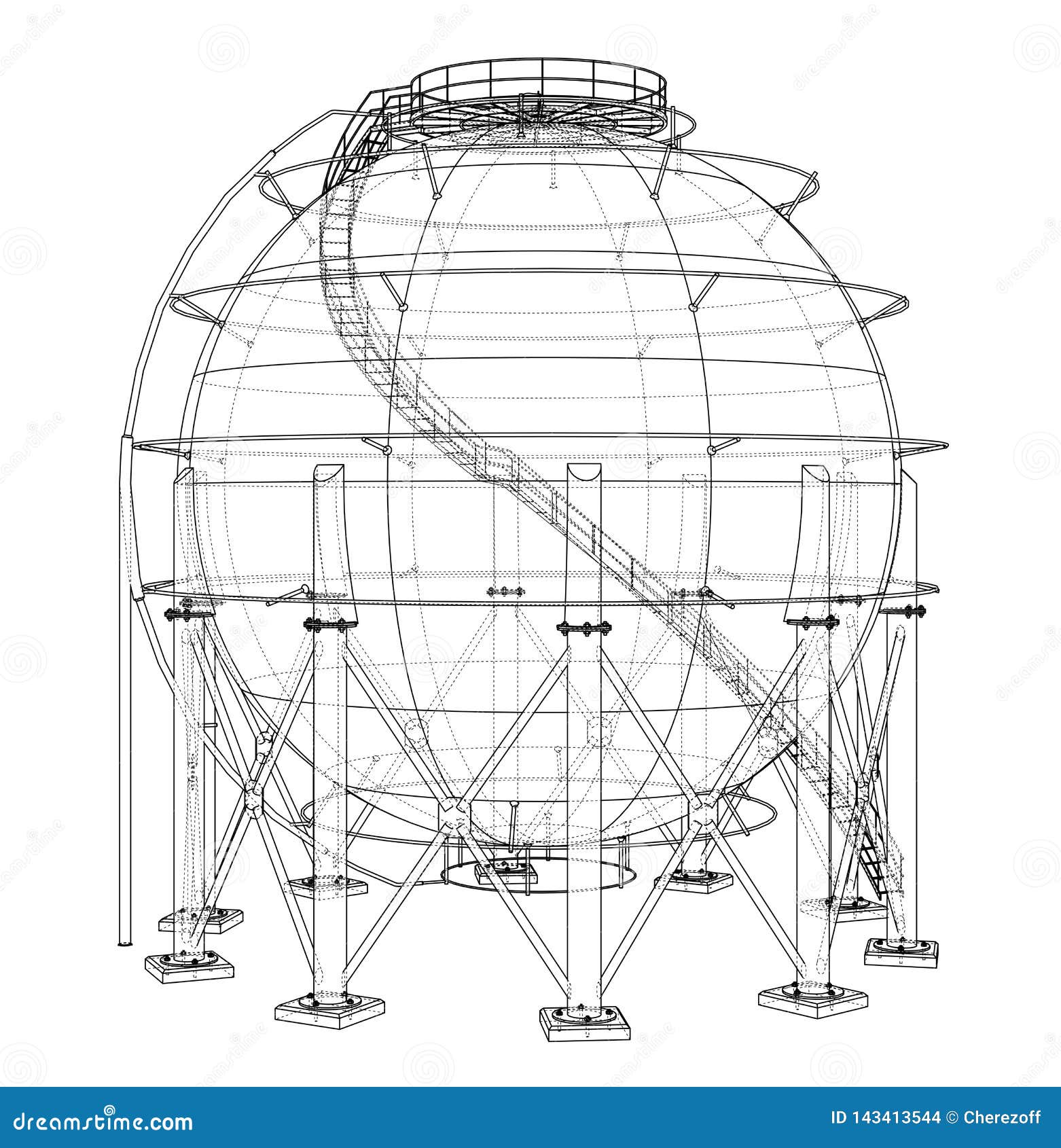 Spherical Gas Tank Outline. Vector Stock Vector - Illustration of ...