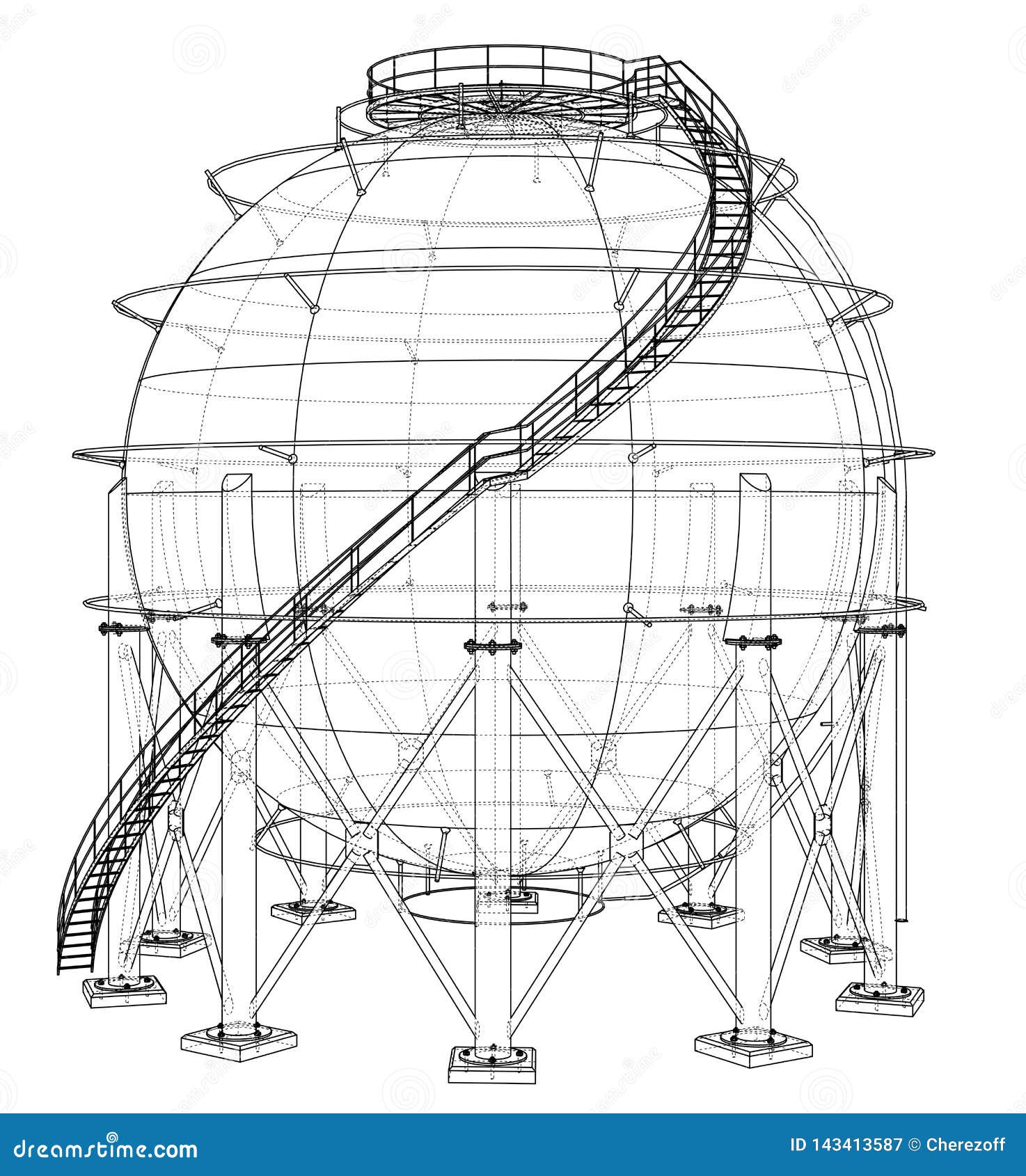 Spherical Gas Tank Outline. Vector Stock Vector - Illustration of ...