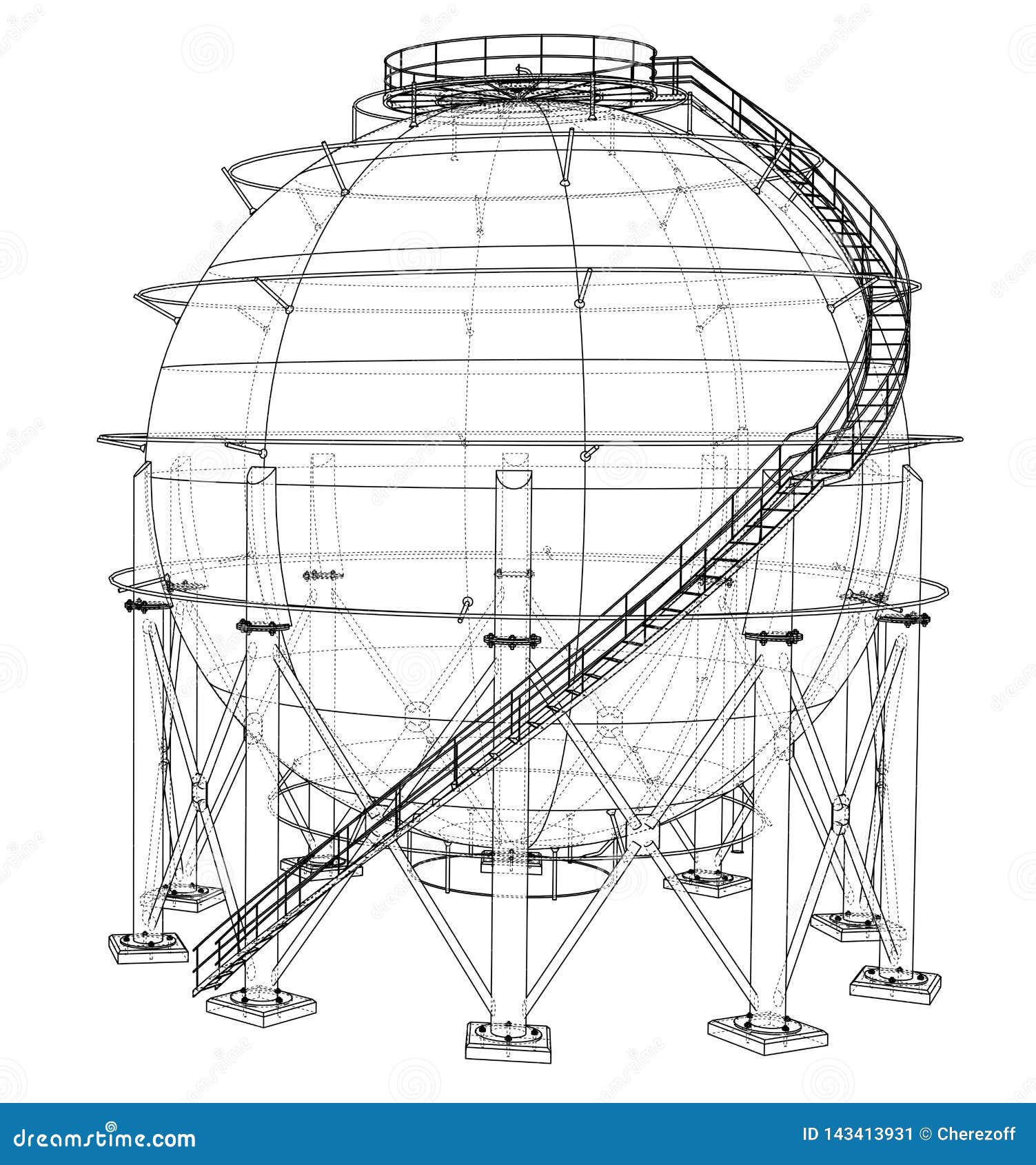 Spherical Gas Tank Outline. Vector Stock Vector - Illustration of ...