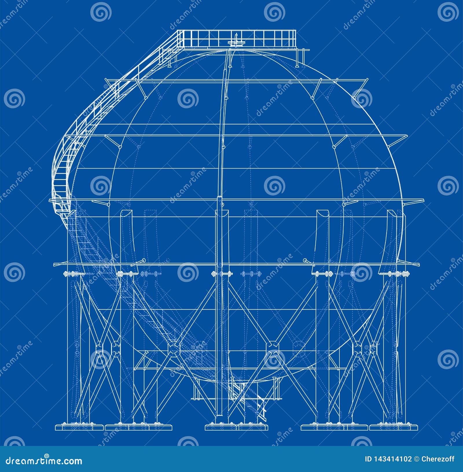 Spherical Gas Tank Outline. Vector Stock Vector - Illustration of ...