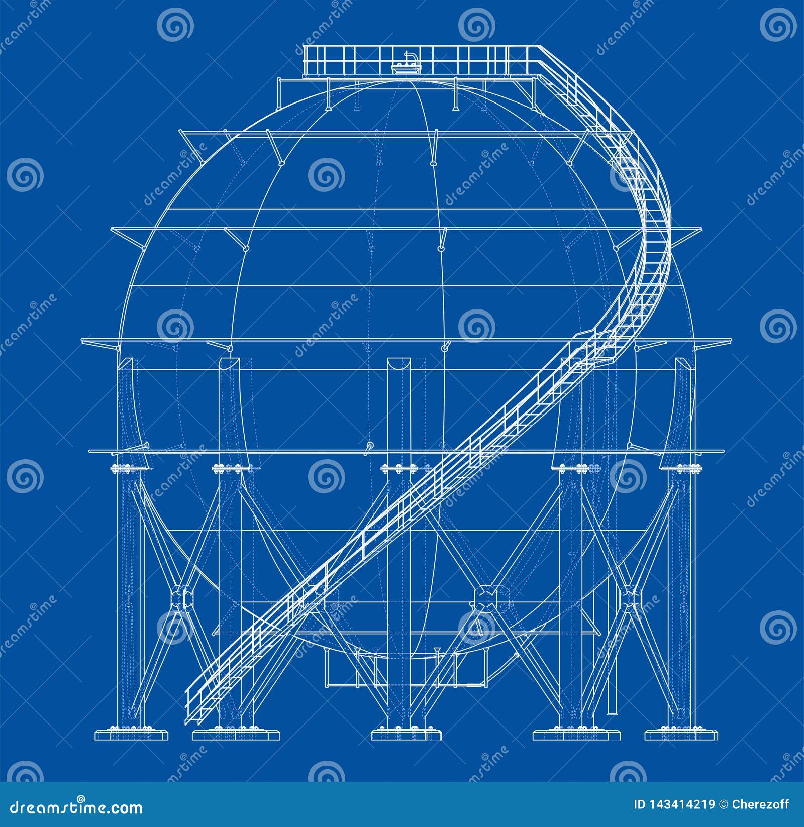 Spherical Gas Tank Outline. Vector Stock Vector - Illustration of ...
