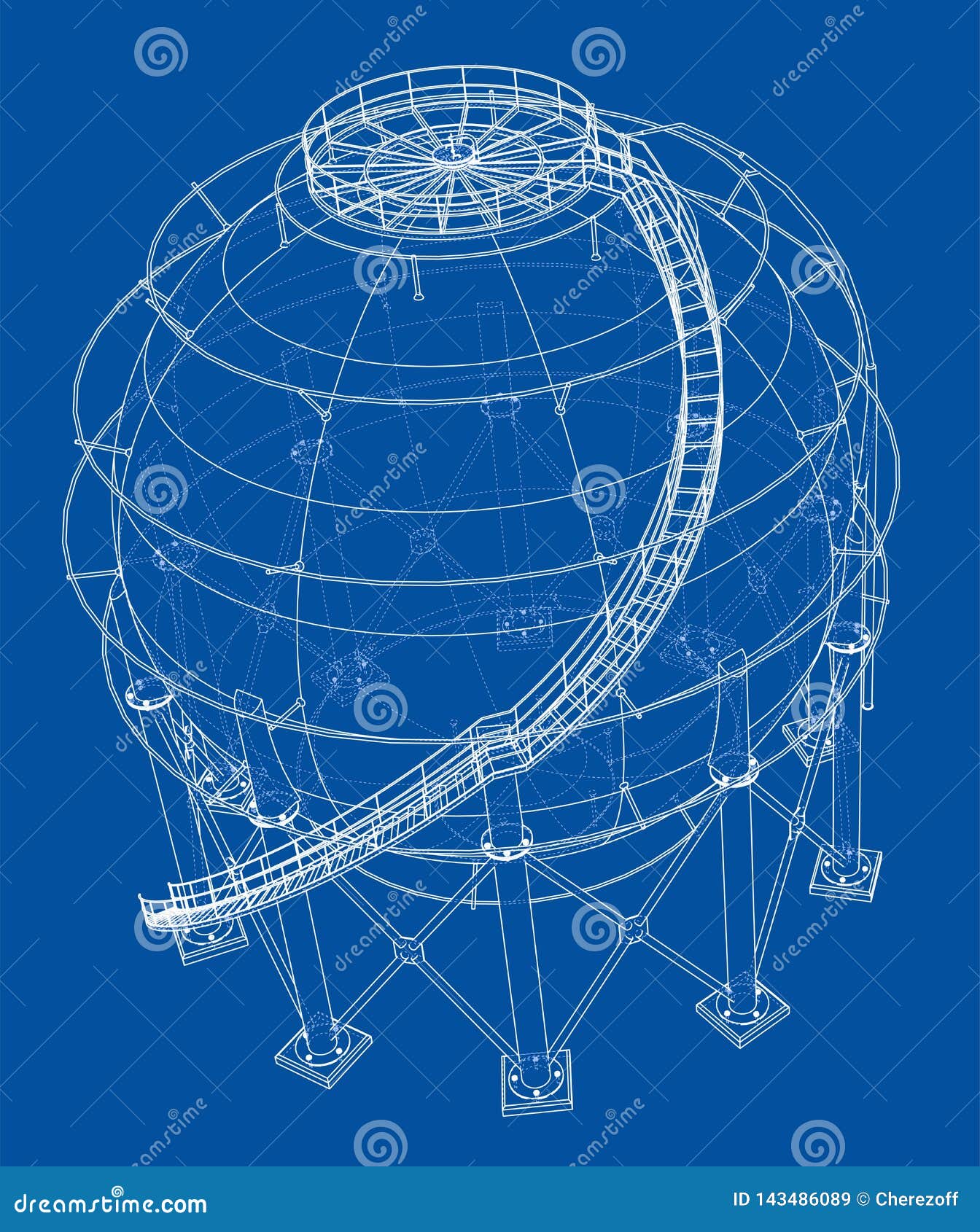 Spherical Gas Tank Outline. Vector Stock Vector - Illustration of ...