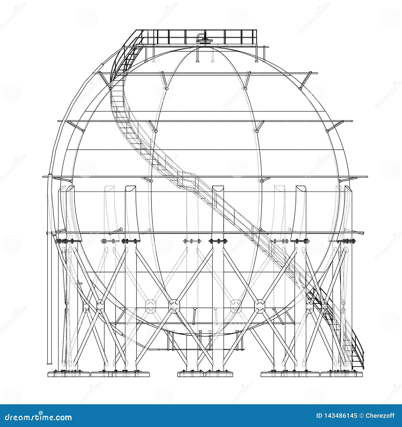 Spherical Gas Tank Outline. Vector Stock Vector - Illustration of ...