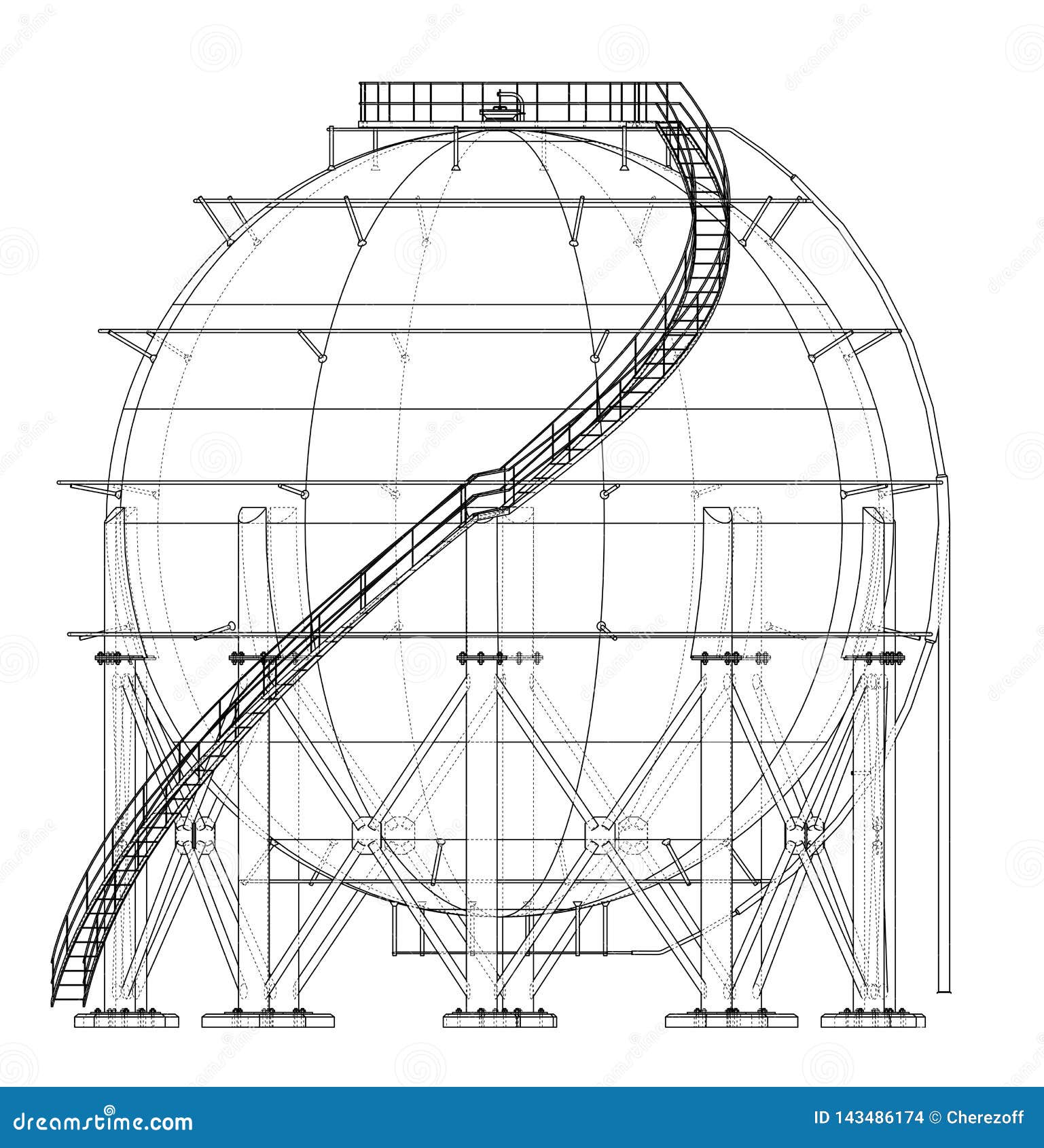 Spherical Gas Tank Outline. Vector Stock Vector - Illustration of ...