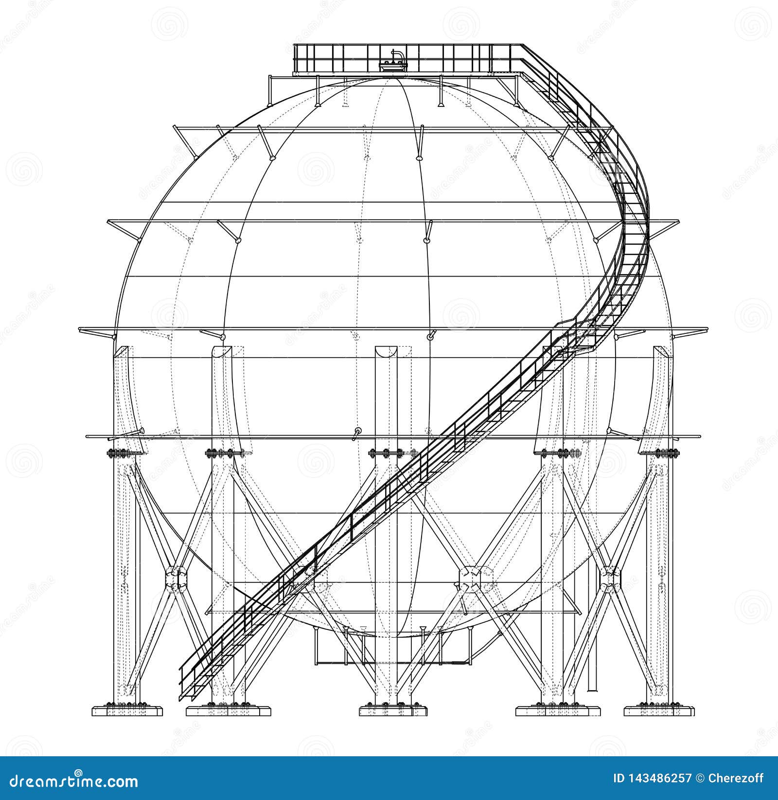 Spherical Gas Tank Outline. Vector Stock Vector - Illustration of ...
