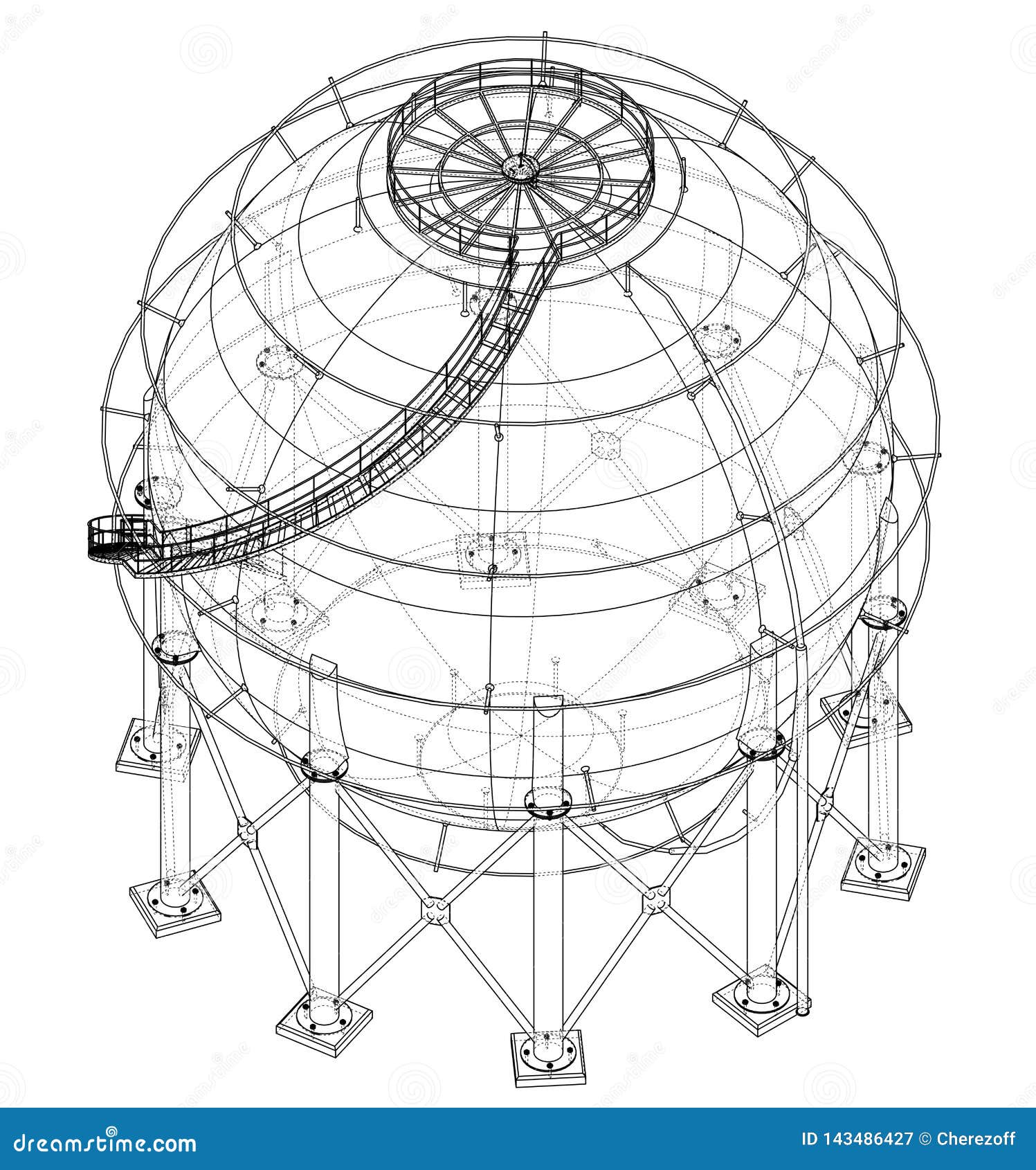 Spherical Gas Tank Outline. Vector Stock Vector - Illustration of ...