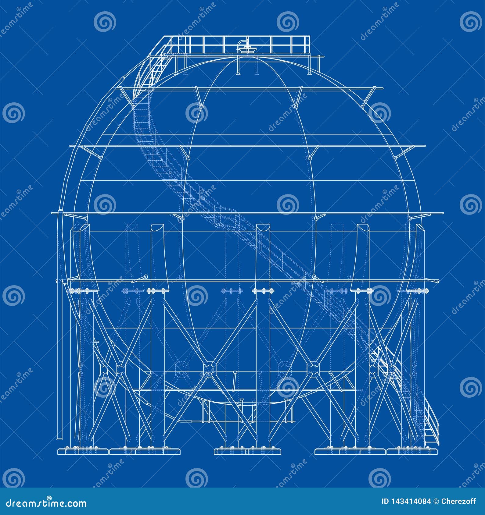 Spherical Gas Tank Outline. Vector Stock Vector - Illustration of ...
