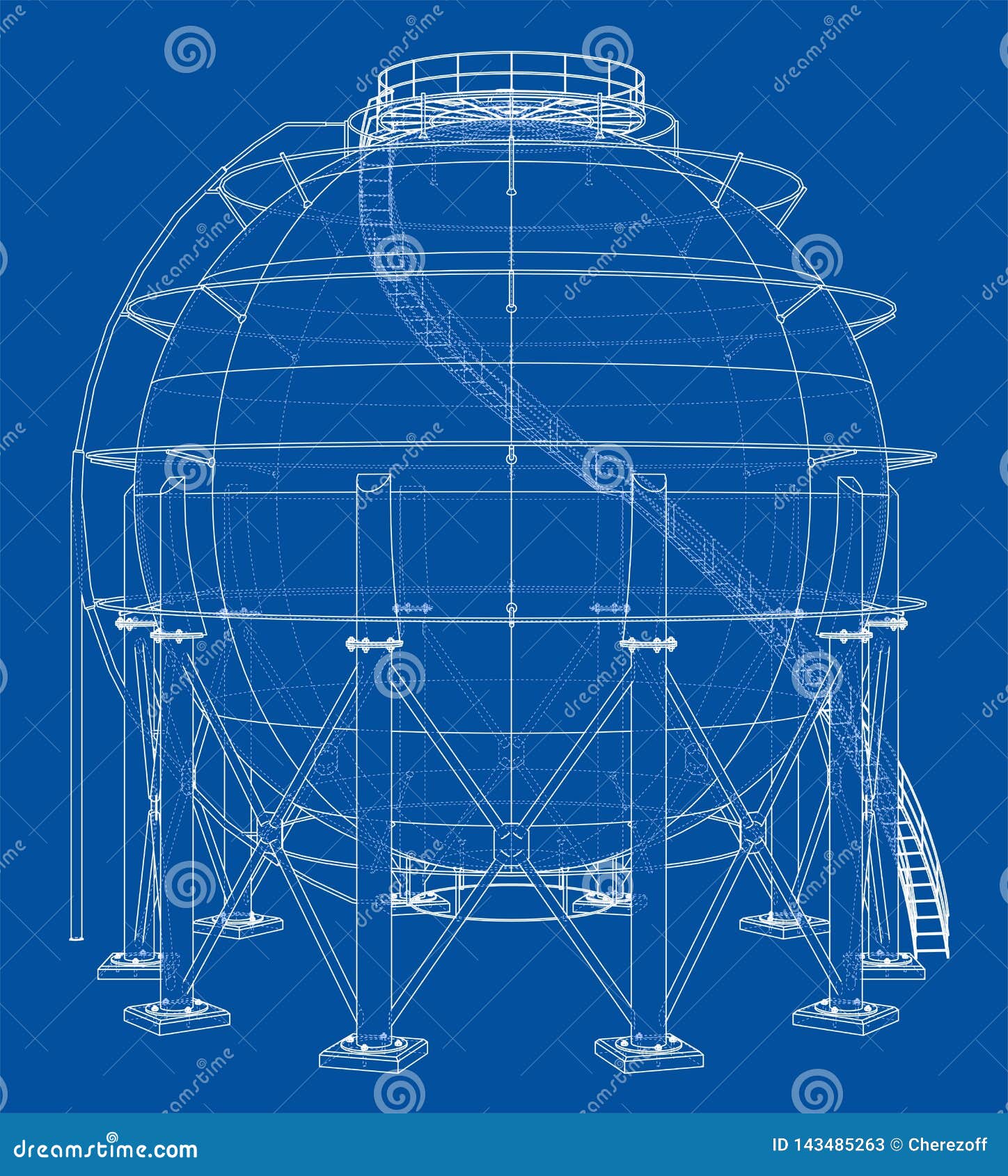 Spherical Gas Tank Outline. Vector Stock Vector - Illustration of ...