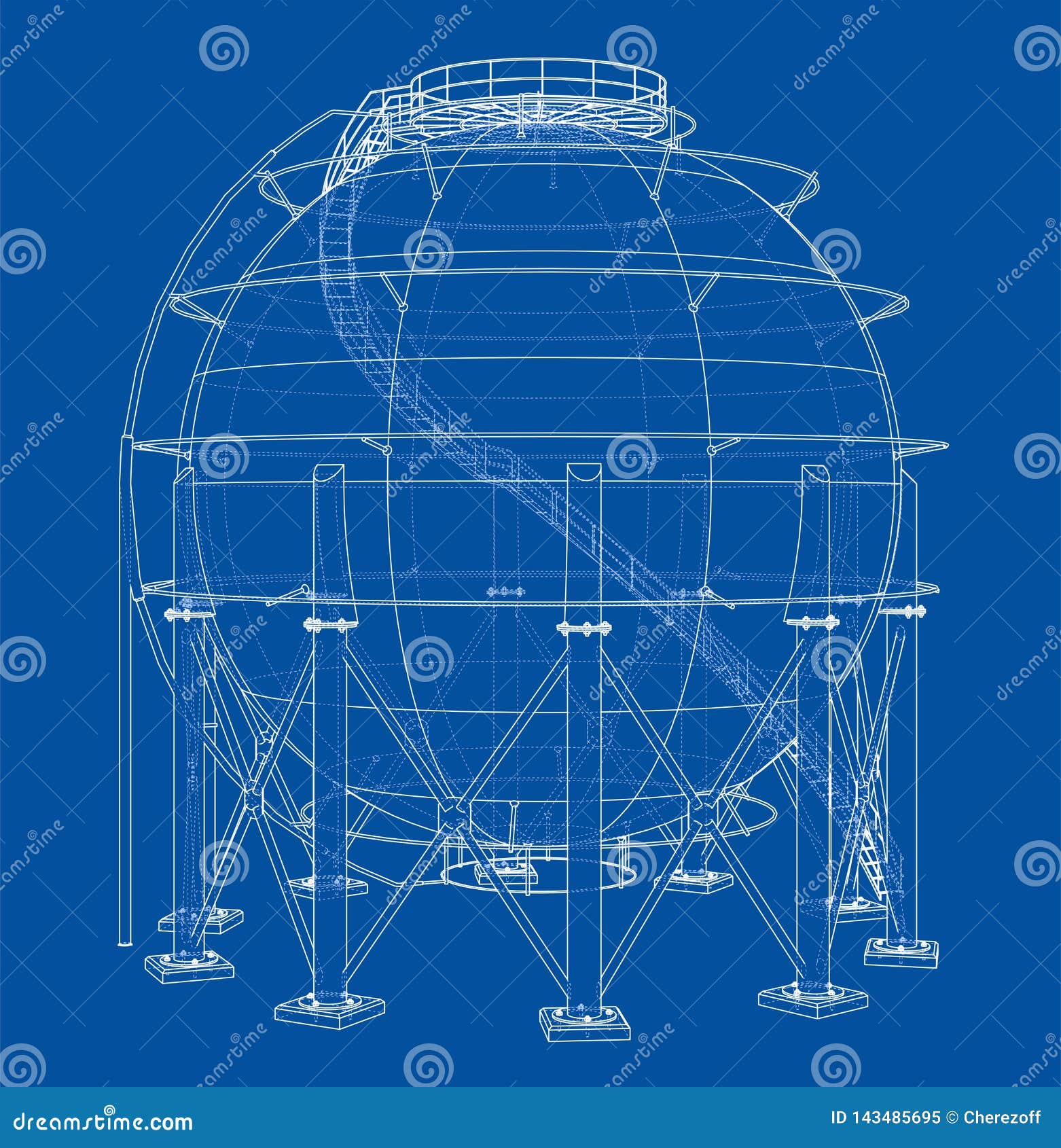 Spherical Gas Tank Outline. Vector Stock Vector - Illustration of ...