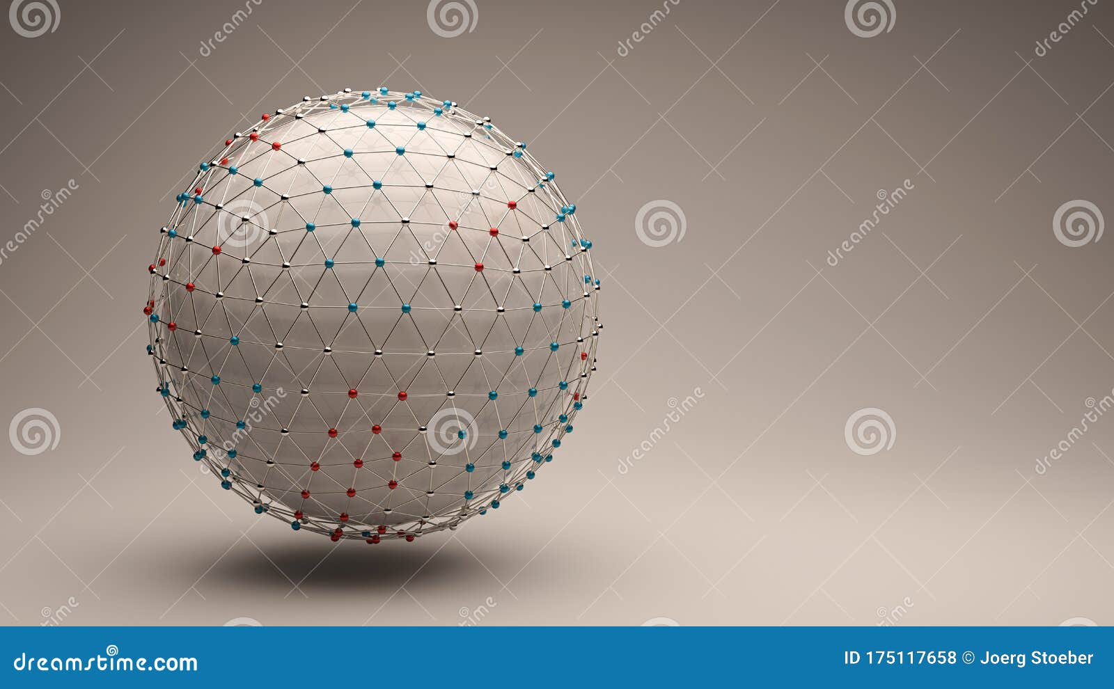 Spherical Grid with Colored Connections - 3D Rendered Illustration ...