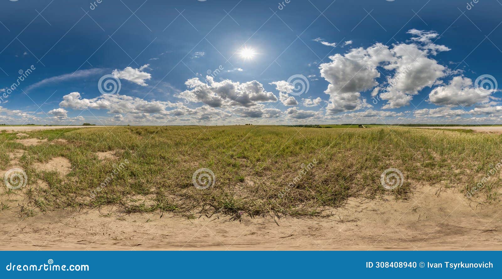 Spherical 360 Hdri Panorama among Dry Grass Farming Field with Clouds ...