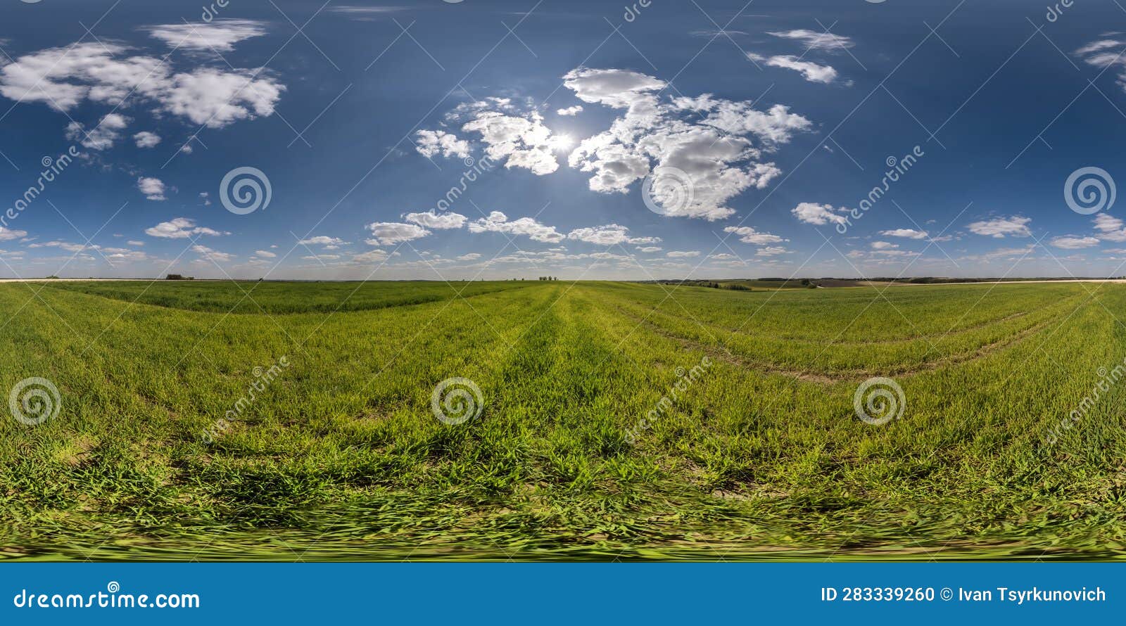 Spherical 360 Hdri Panorama among Green Grass Farming Field with Clouds ...