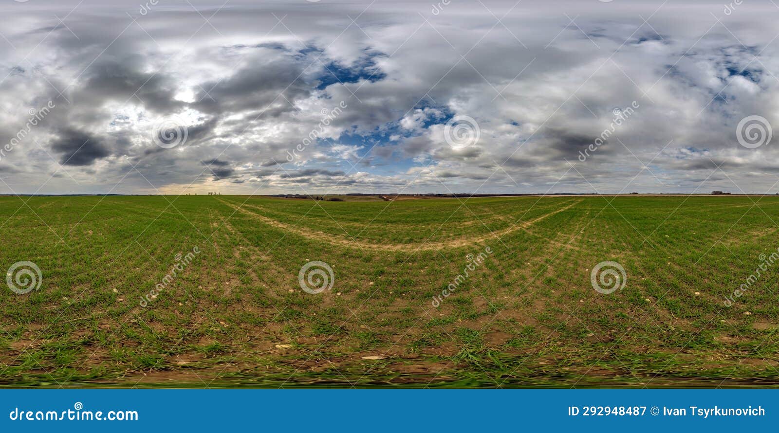 Spherical 360 Hdri Panorama among Green Grass Farming Field with Clouds ...